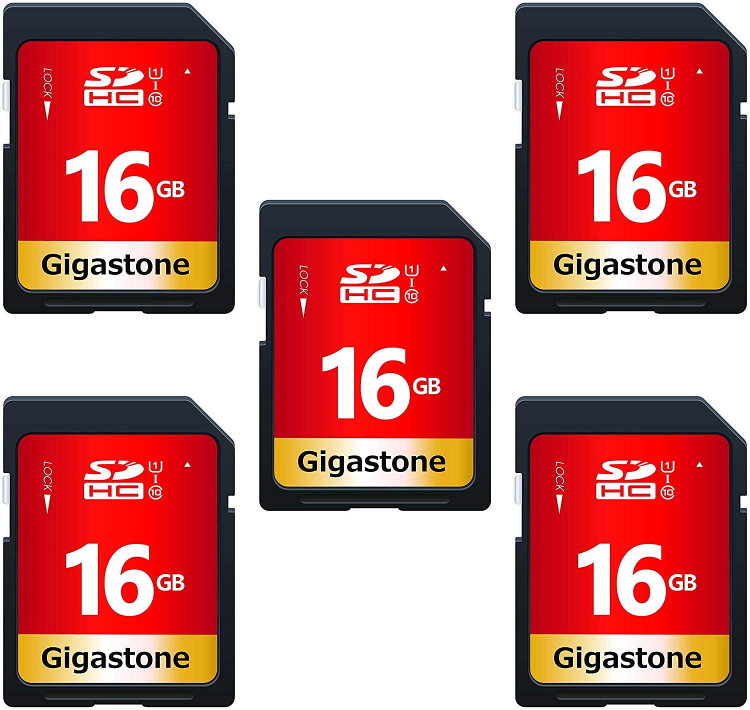 Gigastone 16GB High Speed Video Digital SDHC Card, Class 10 UHS-I U1 ...