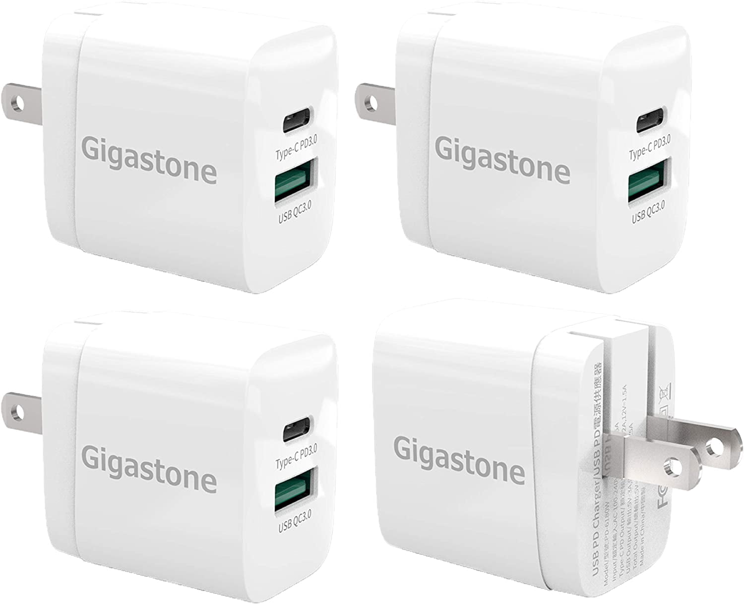 Gigastone 18W Dual Ports USB-A + USB-C Type C Wall Charger, Fast Charge ...