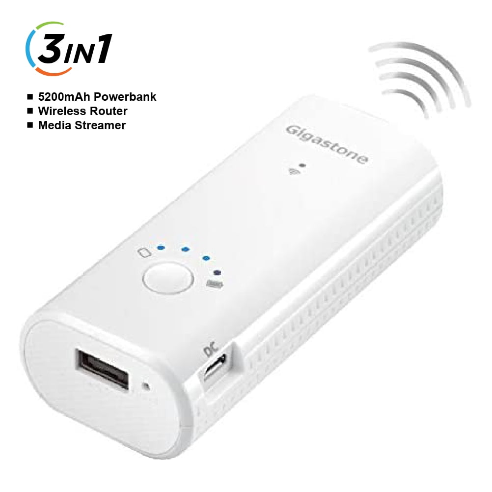 Gigastone 3-in-1 Power Bank 5200mAh, Tiny Design w/Wireless Access ...