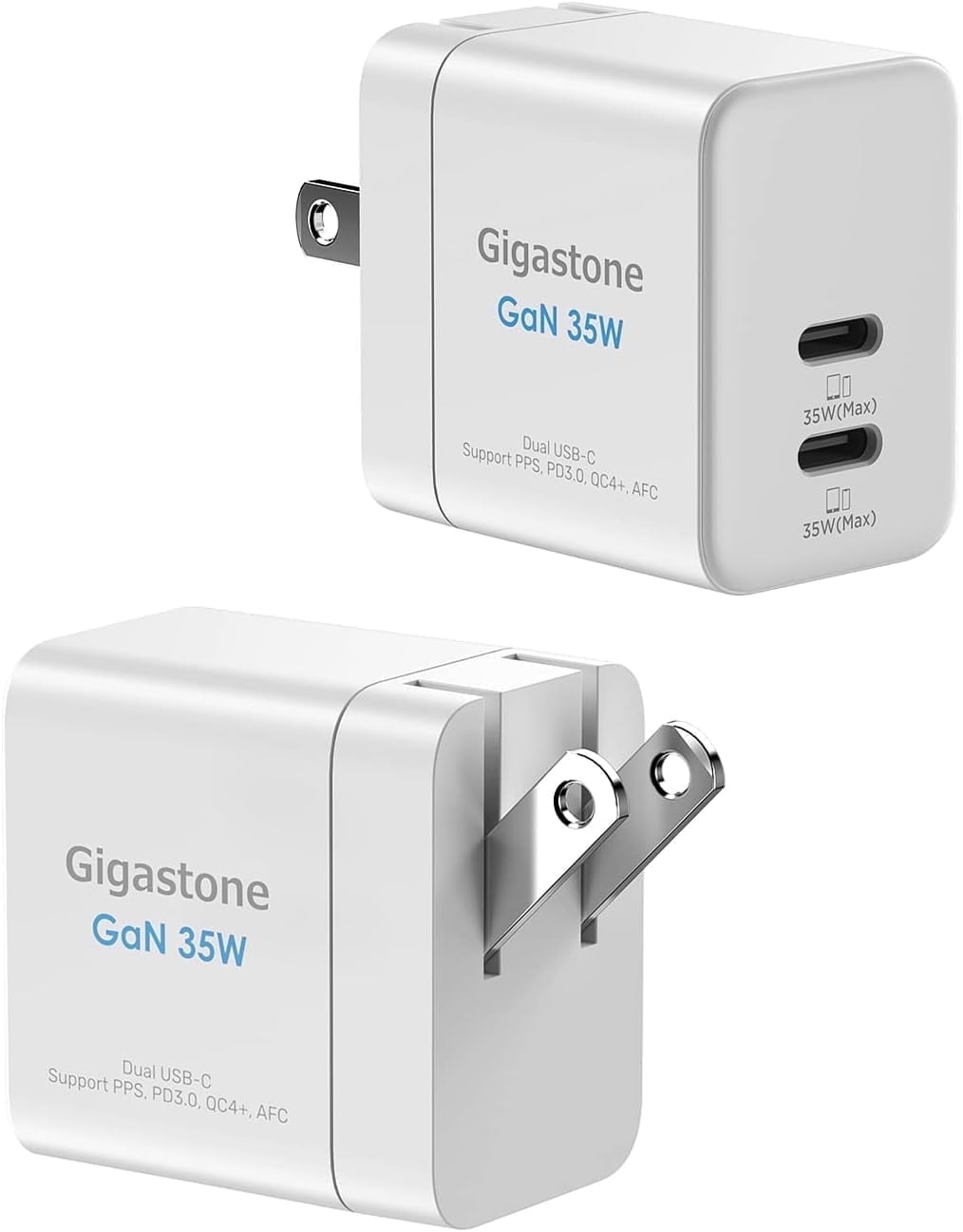 Gigastone Dual Port USB C Charger 35W GaN Power PD3.0 Fast Charger - 2 ...