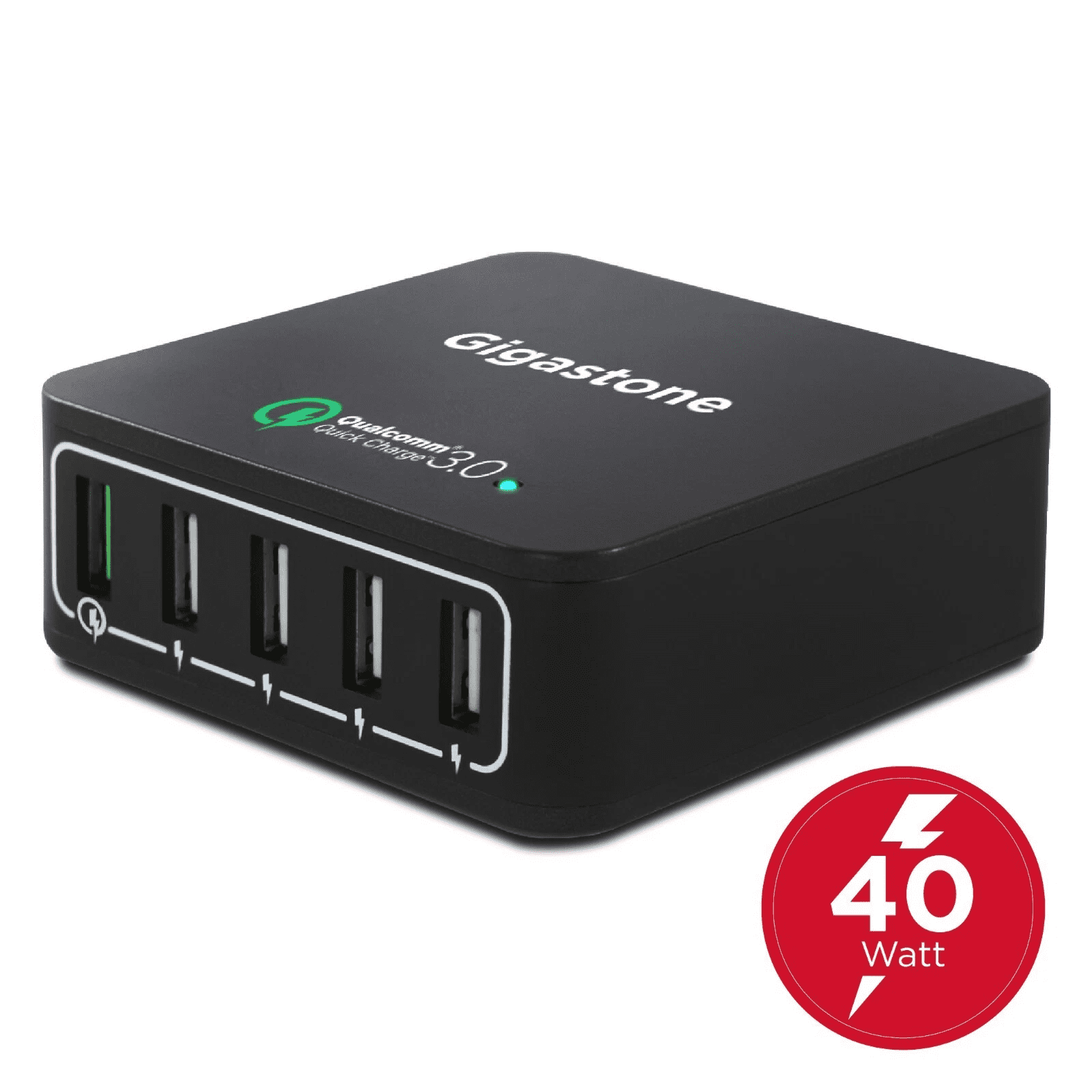 Gigastone 40W 5-Port Qualcomm 3.0 Charging Station Wall Charger Quick ...