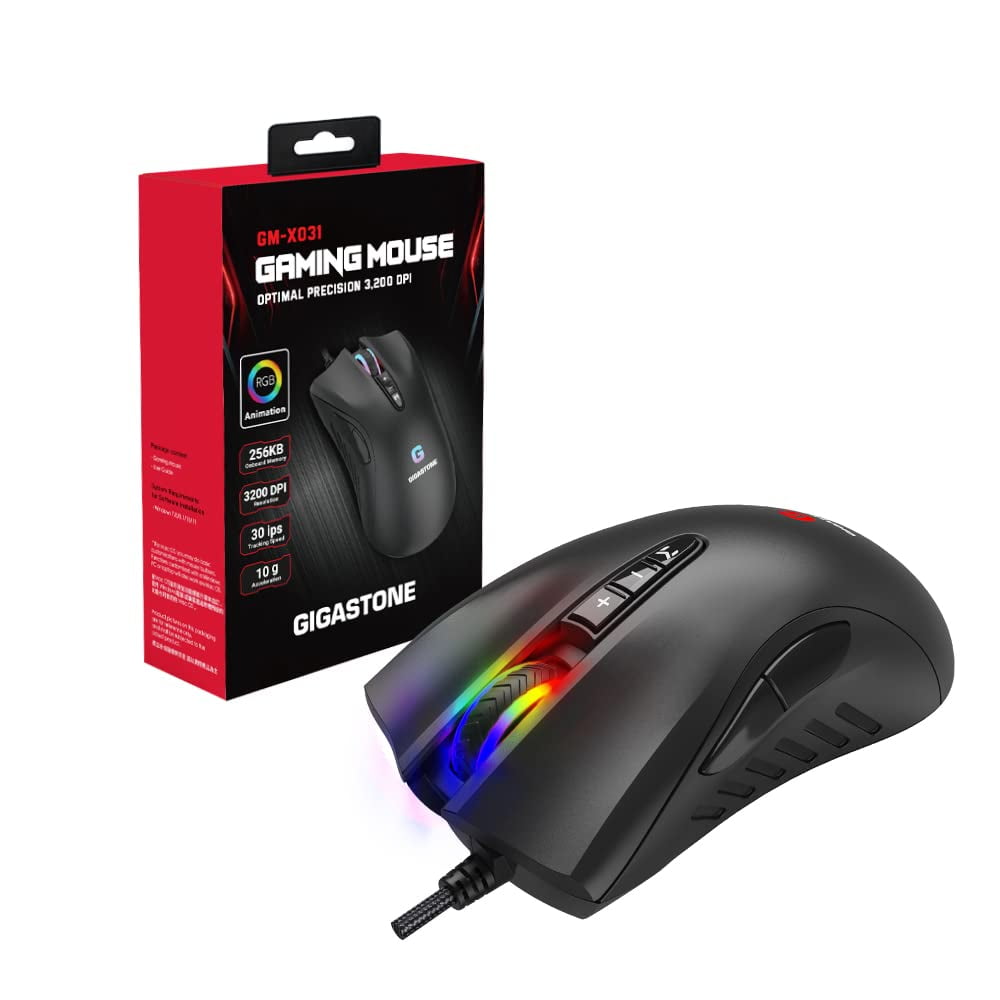 Gigastone Gaming Mouse Up to 3200 DPI Adjustable, Wired Gaming Mouse ...