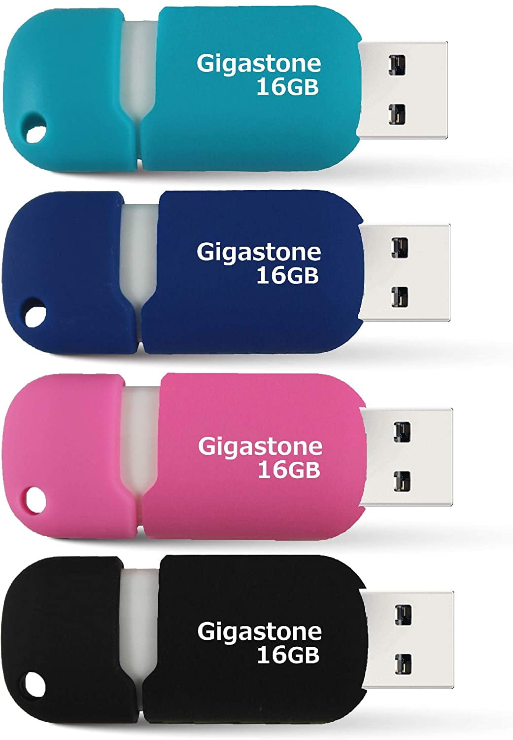 Gigastone V10 16GB 4-Pack USB2.0 Flash Drive, Assorted Colors, Capless ...