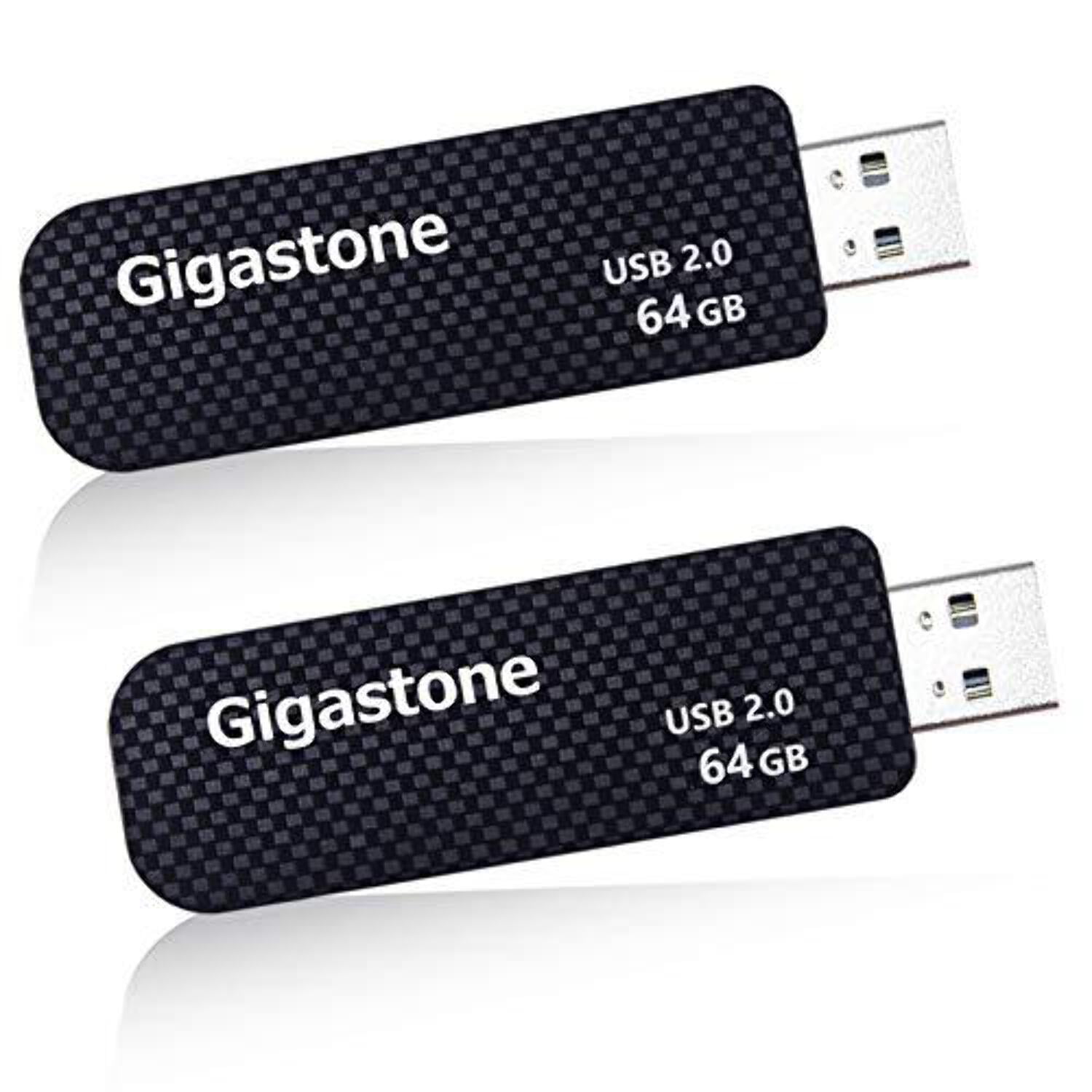 Gigastone V30 64GB USB 2.0 Flash Drive 2-Pack, Capless Retractable ...