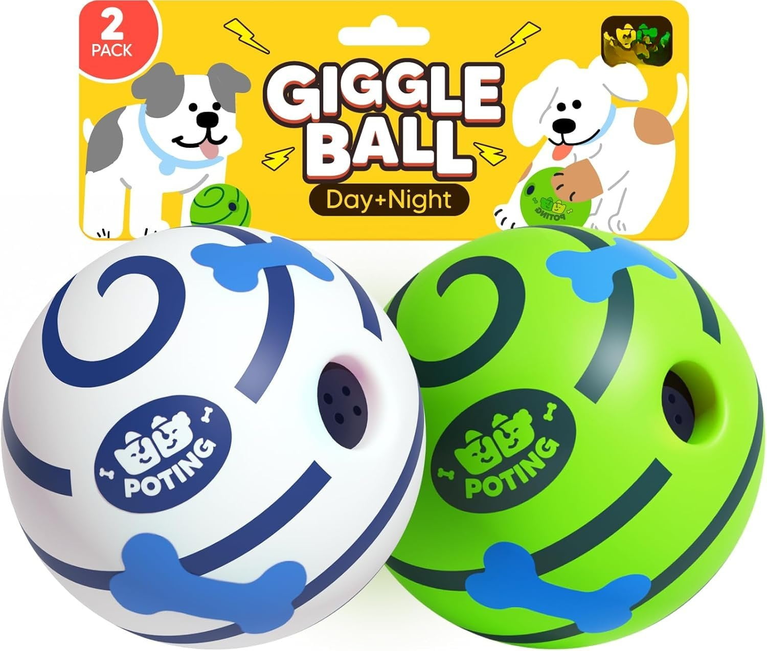 Giggle Ball for Dogs 2 , Glowing Interactive Balls, Rolling Squeaky for ...