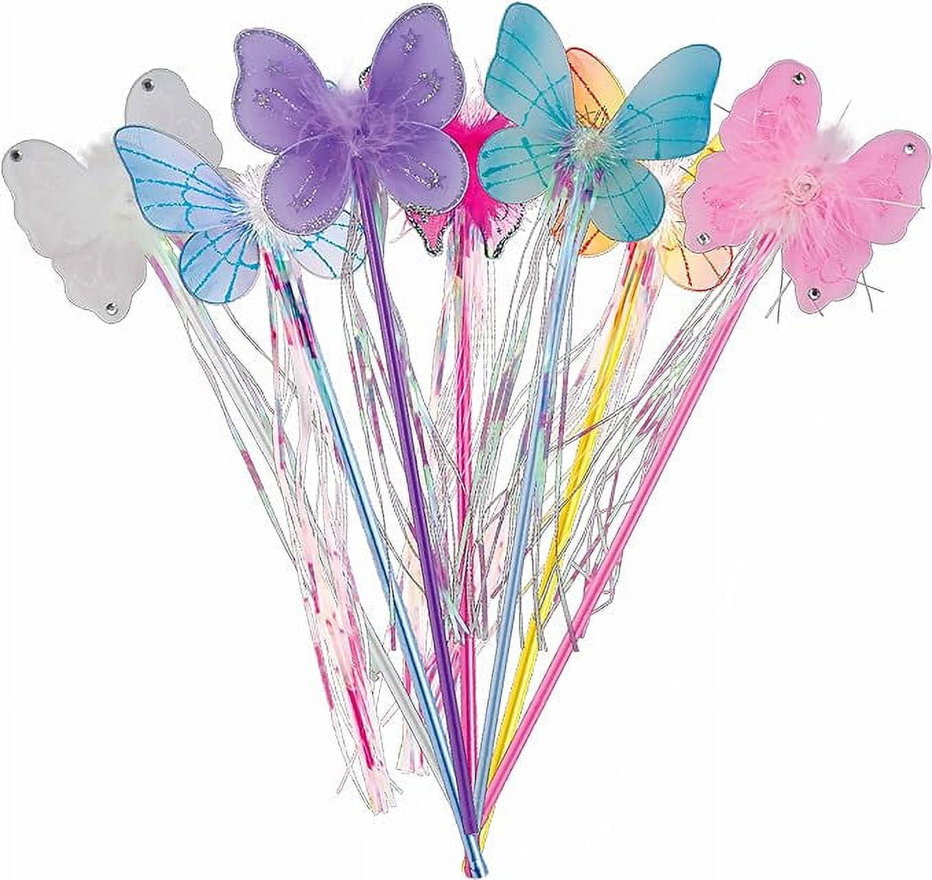 Giggle Time Large Flower and Butterfly Wands (12) Pieces - Fairy Wand ...