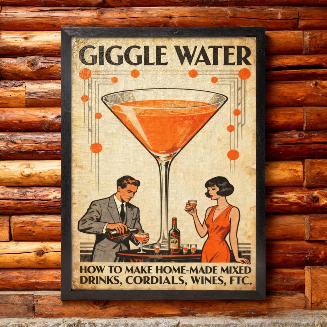 Giggle Water Vintage Bar Print, 1920S Speakeasy Art Deco Print Home ...