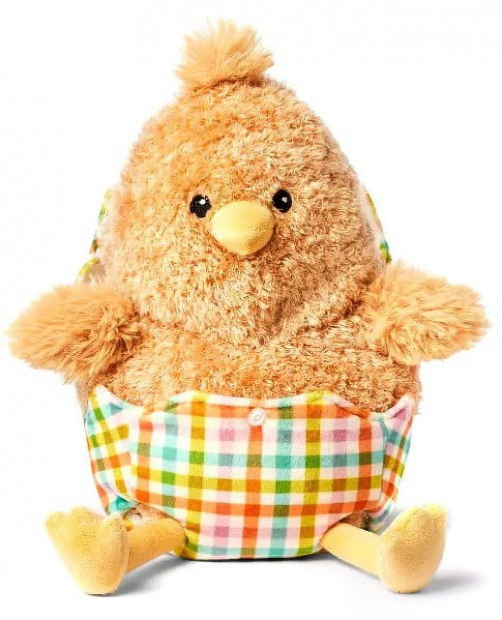 Easter Plush Fuzzy Brown 9 inch Chick with Gingham Egg Stuffed Animal ...