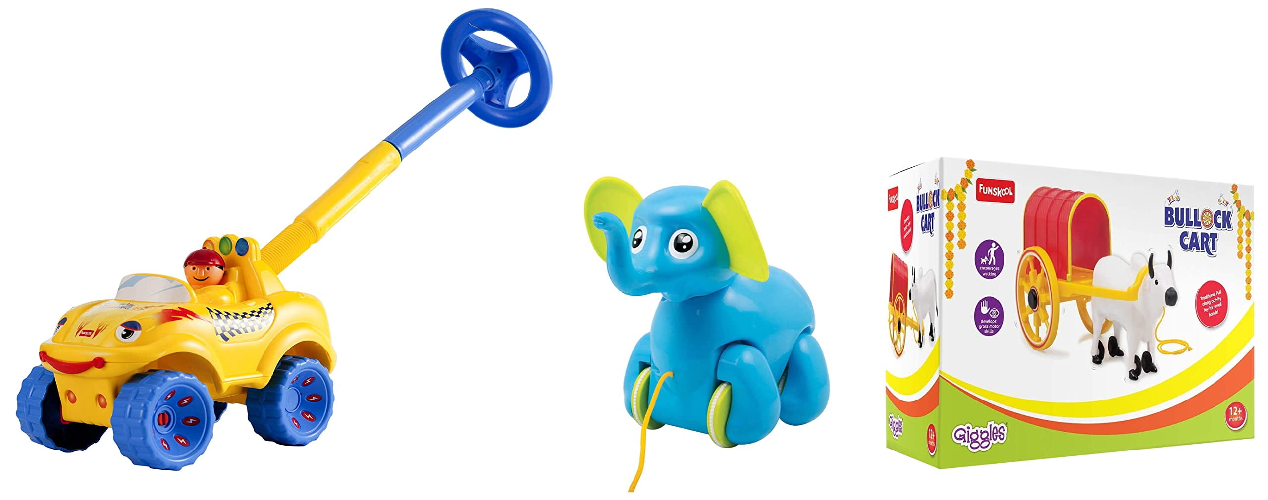 Giggles Funskool Walk N Drive Plastic Truck & Giggles - Bullock Cart, 2 ...