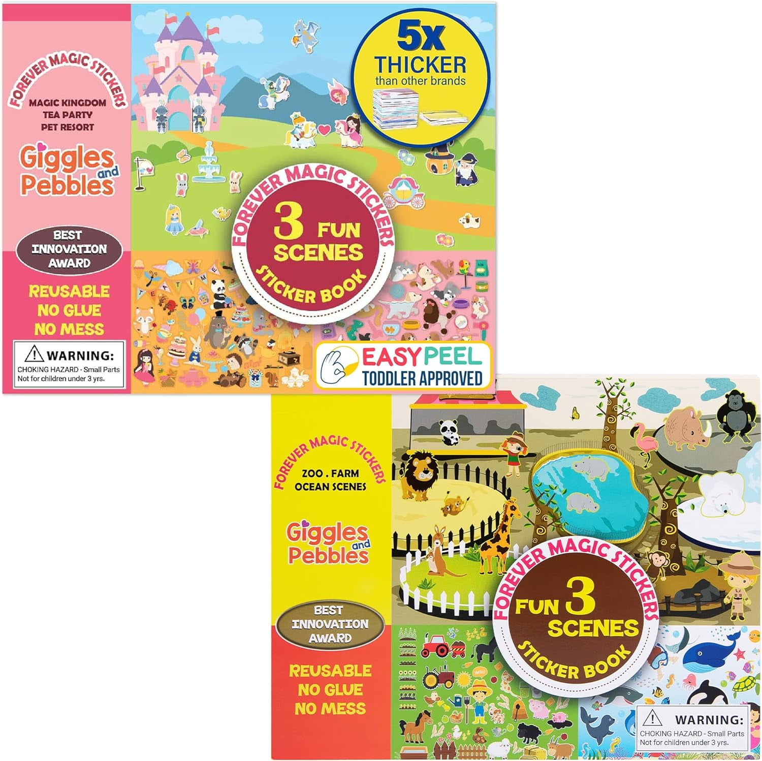 Giggles & Pebbles Educational Magic Sticker Books for Kids & Toddlers ...