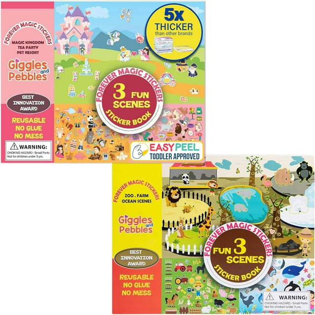 Giggles & Pebbles Educational Magic Sticker Books for Kids & Toddlers ...