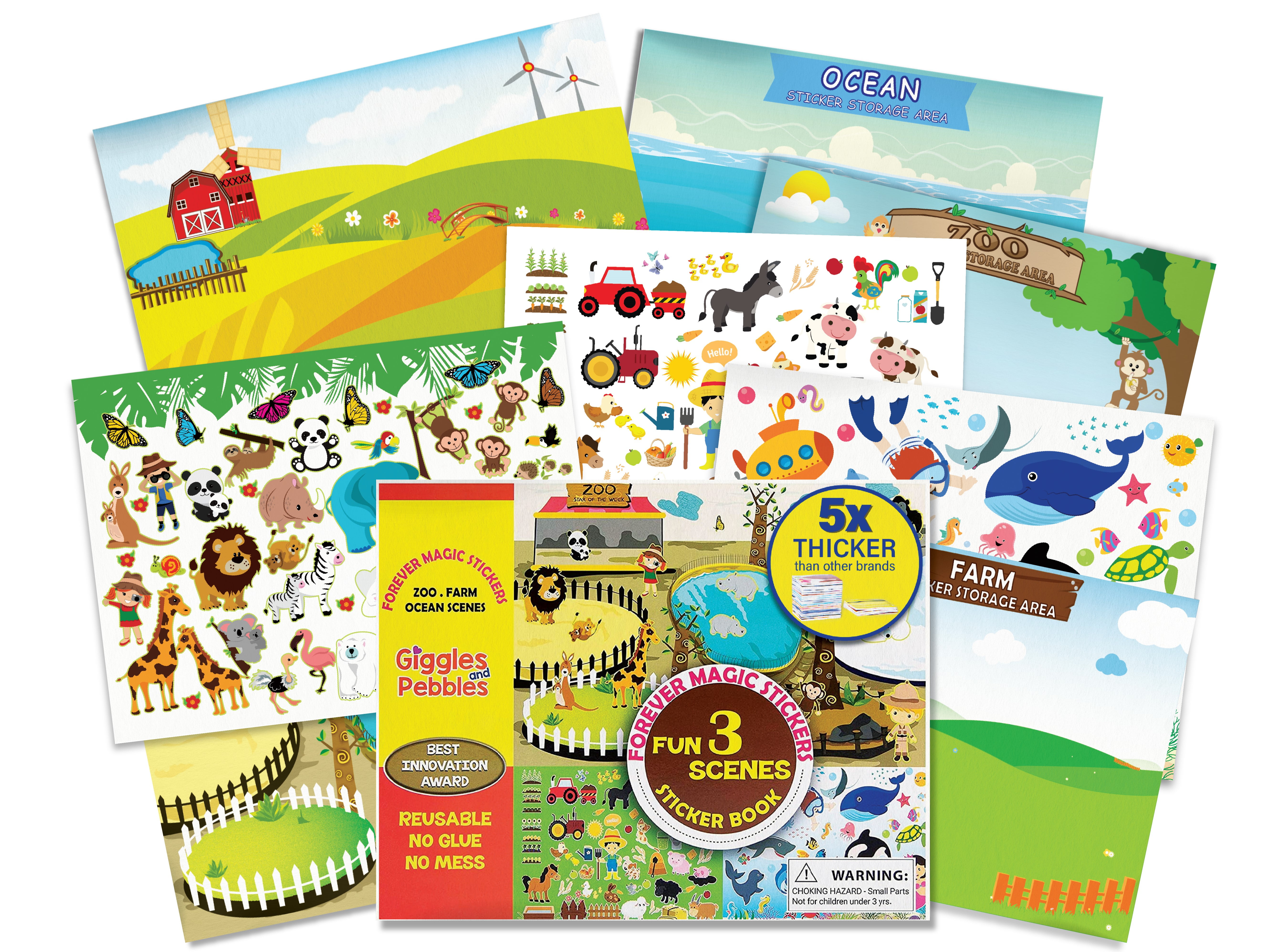 Giggles & Pebbles Educational Magic Sticker Pad Book for Kids, Toddlers ...