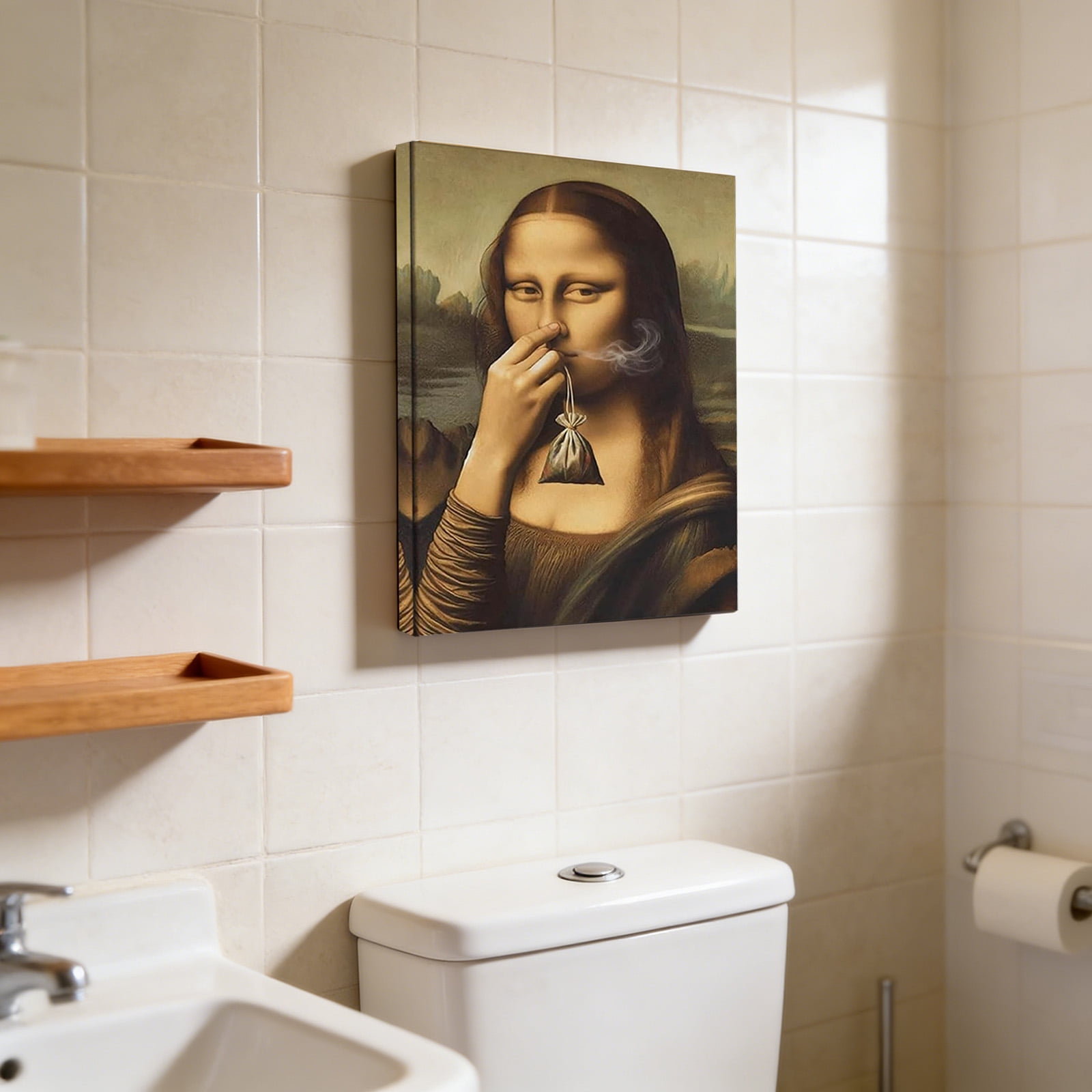 Giggly Mona Lisa Cartoon Art Print Decorative Framed Painting 20X25 ...