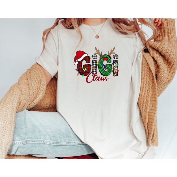 Gigi Claus Shirt, Grandma Party TShirt, Grandma Shirts, For Gigi Shirt ...