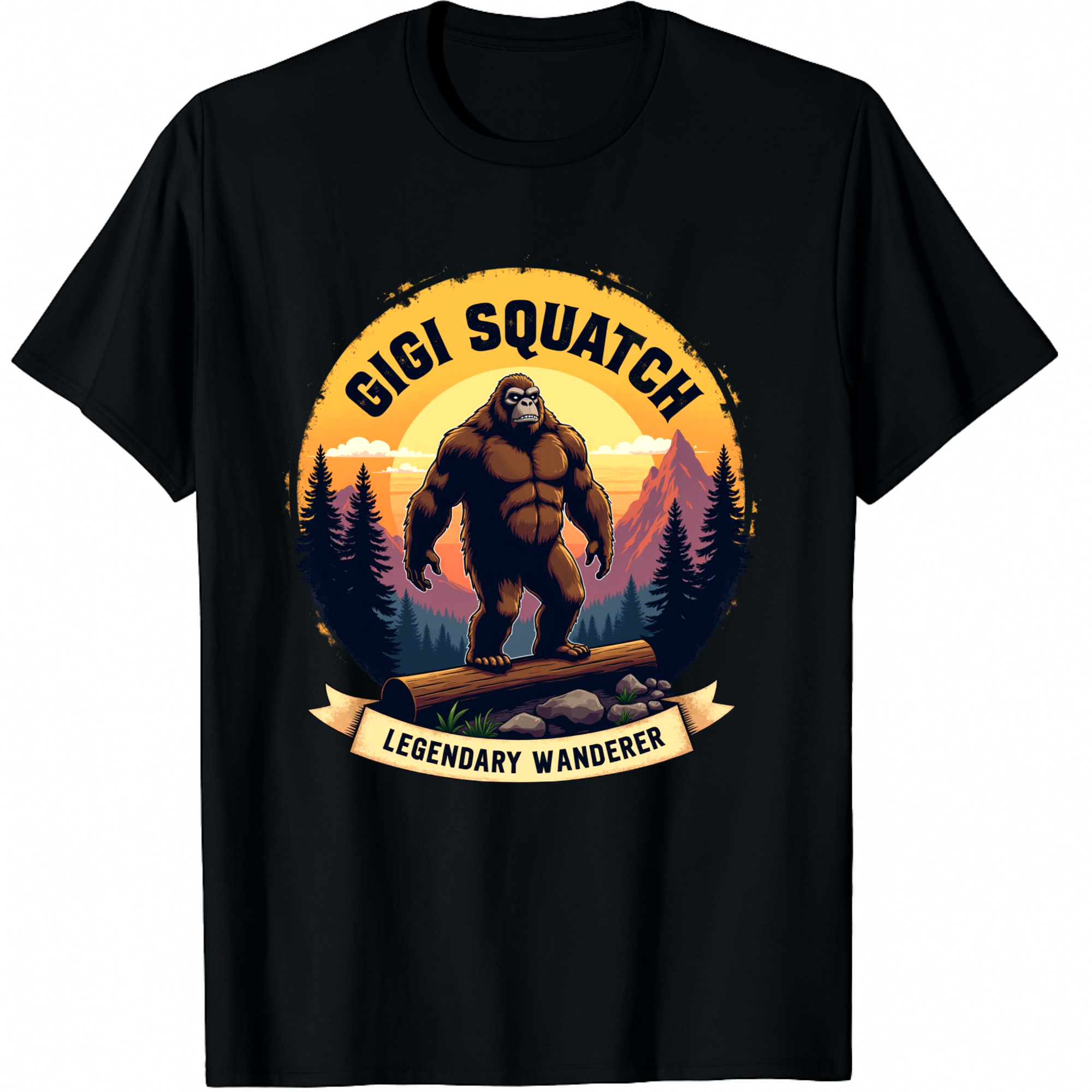 Gigi Squatch Bigfoot Grandma Sasquatch Family Matching Graphic Black T ...