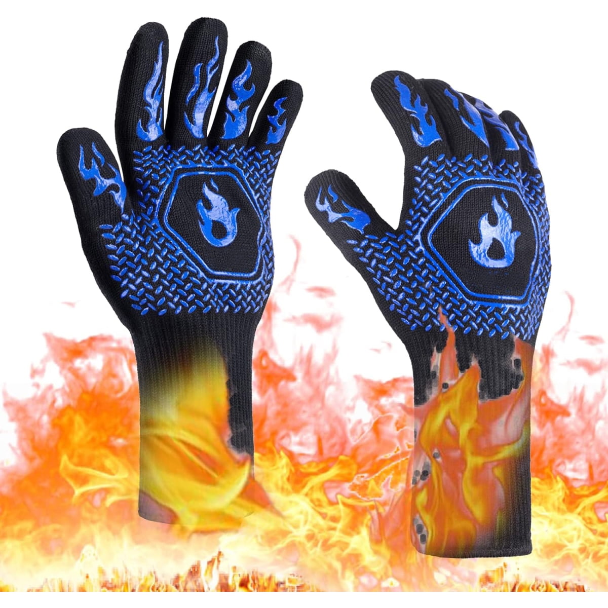 BBQ Fireproof Gloves, Heat & Cut-Resistant, 1472°F for Grilling ...