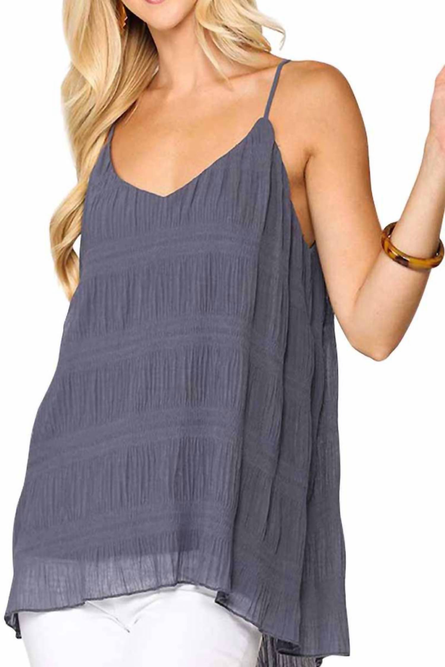 Gigio Pleated Cami Tank Top - Walmart.com