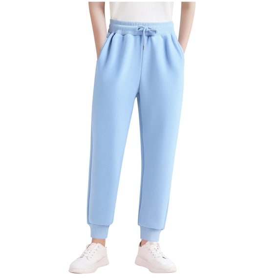 GigrtiJin 5-16 Years Kids Cotton Sweatpants Solid Color Elastic Waisted ...