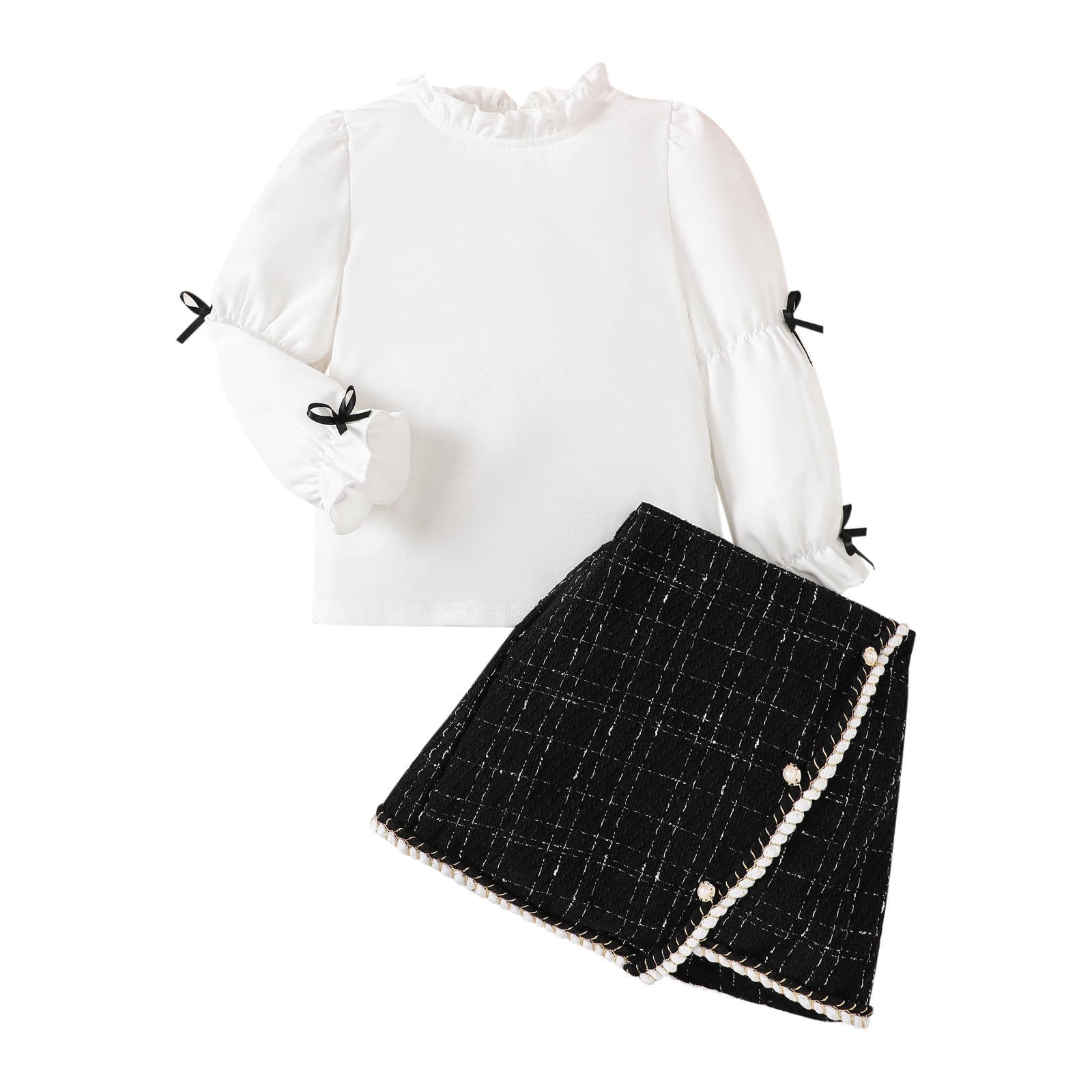 GigrtiJin Children Girls Two-Piece Outfits Ruffle Long Sleeves Tops and ...