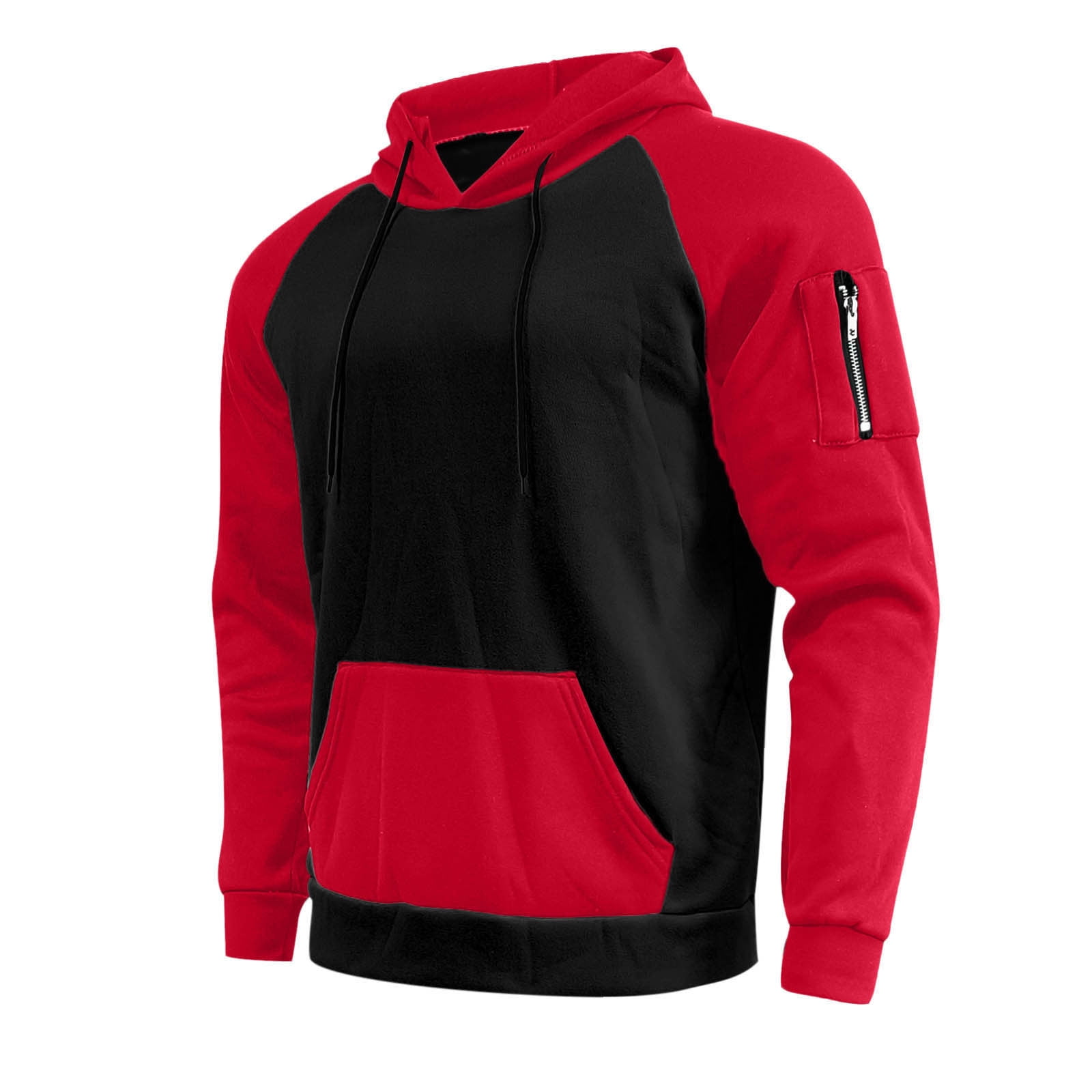 GigrtiJin Color Block Hoodies for Men Drawstring Long Sleeve Zipper ...