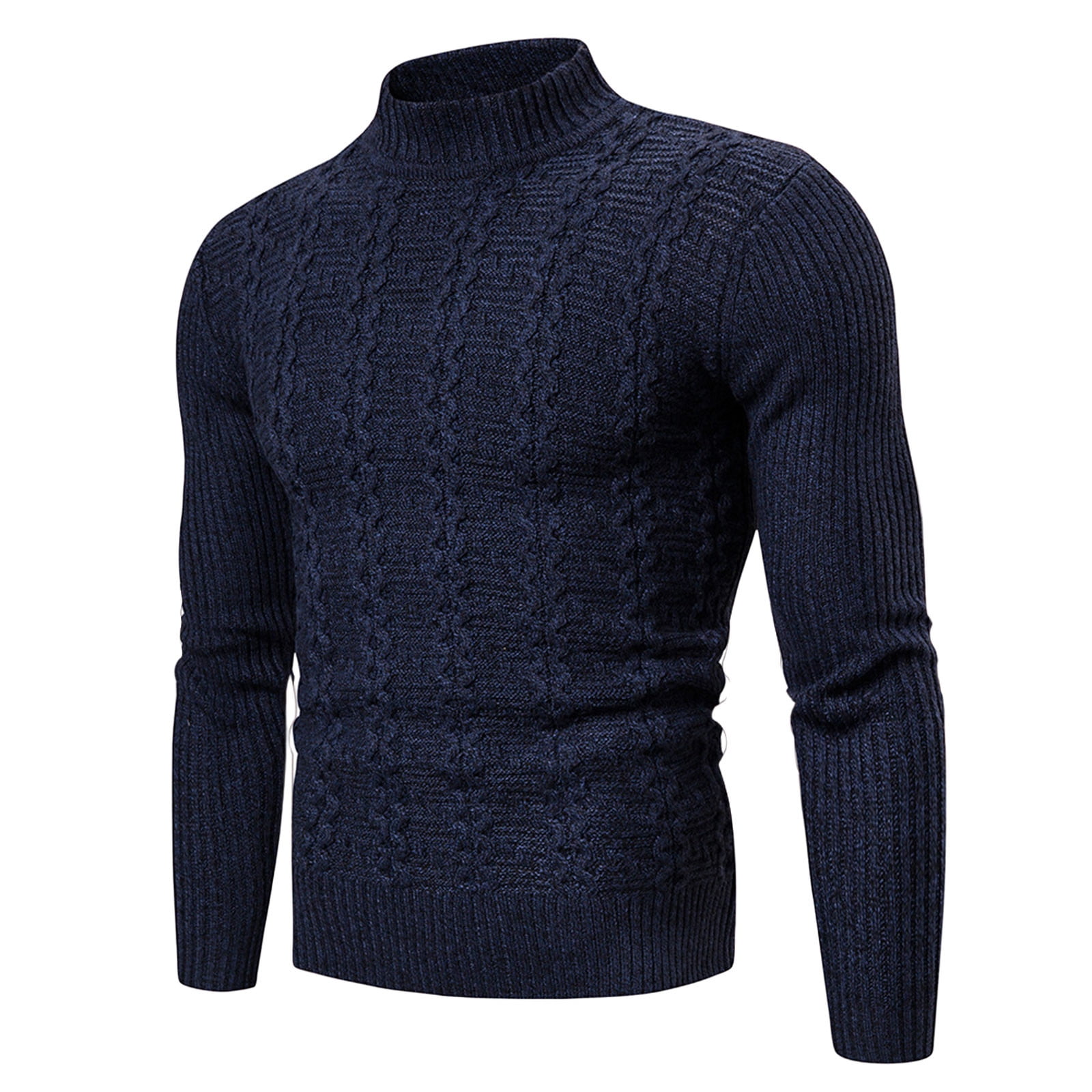 GigrtiJin Mens Sweaters Long Sleeved Mock Neck Warm Sweaters Fashion ...