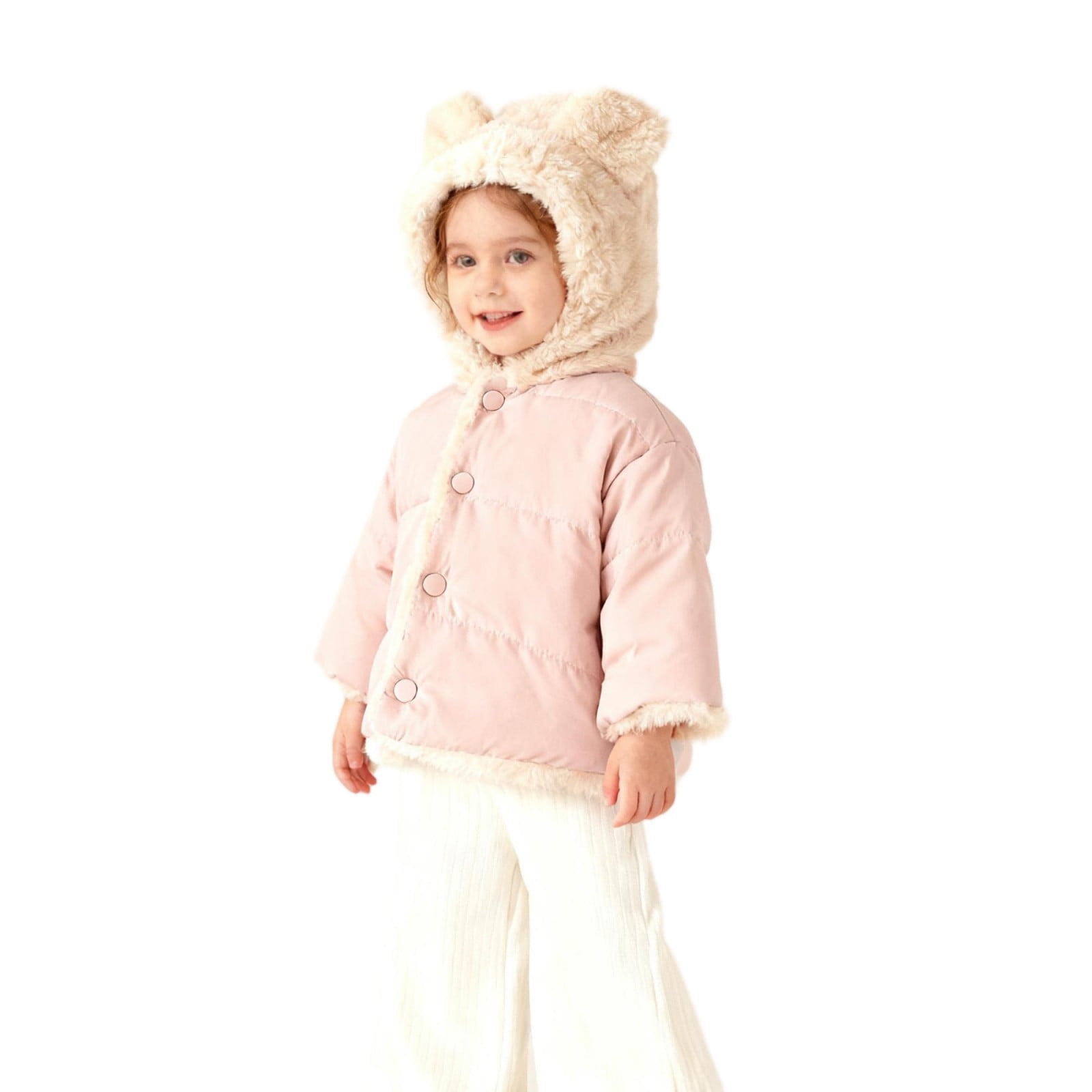 GigrtiJin Newborn Infant Cotton Fleece Jacket Solid Color Hooded Button ...