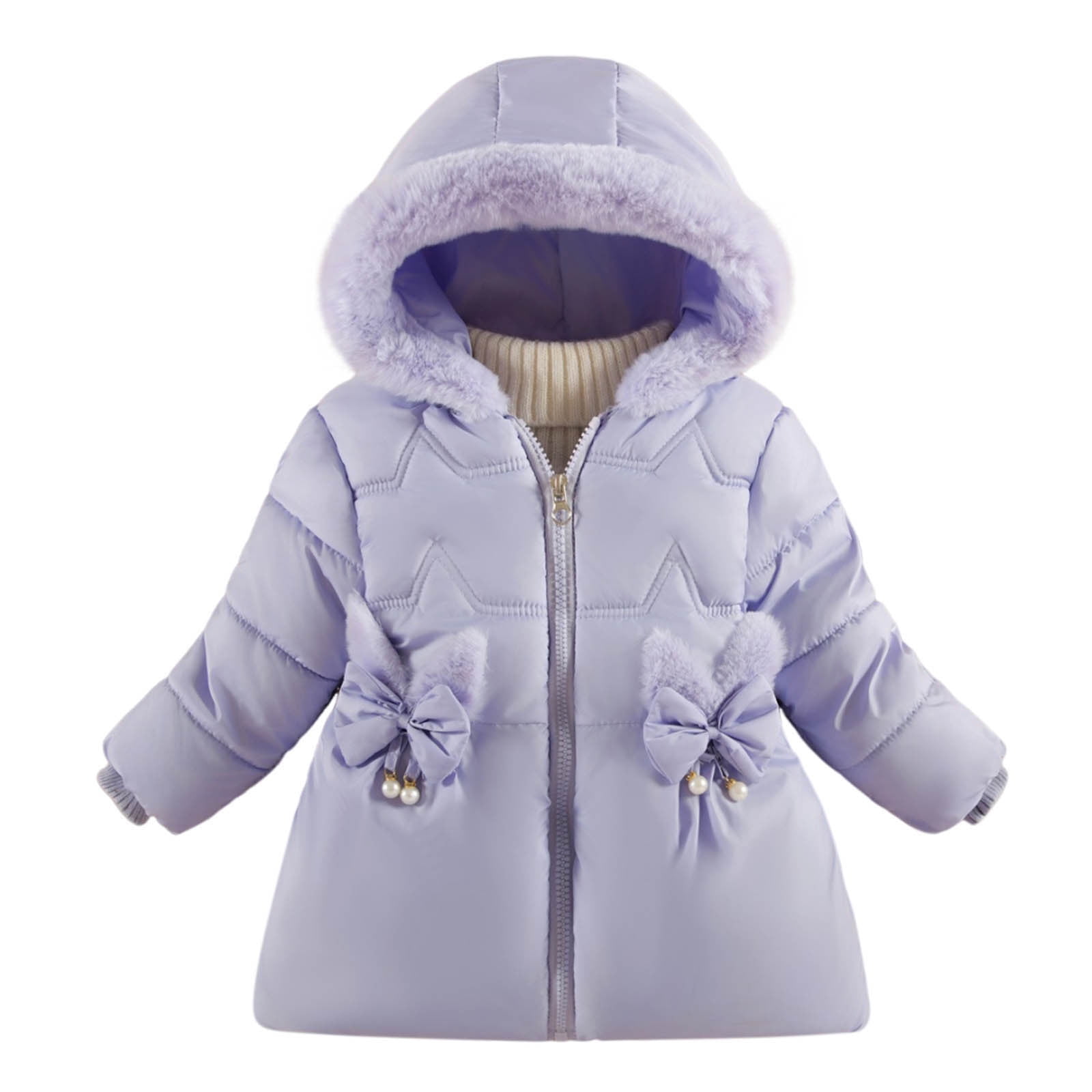 GigrtiJin Toddler Girls Winter Plush Hooded Jacket Windproof Snowsuit ...