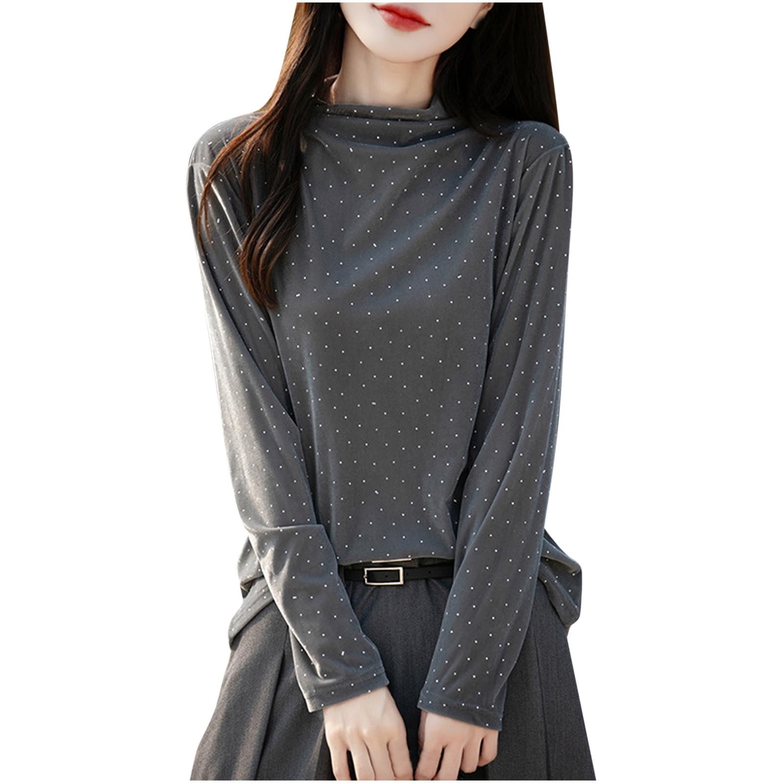 GigrtiJin Turtleneck Sweater Tops for Women Long Sleeve Knitted Casual ...