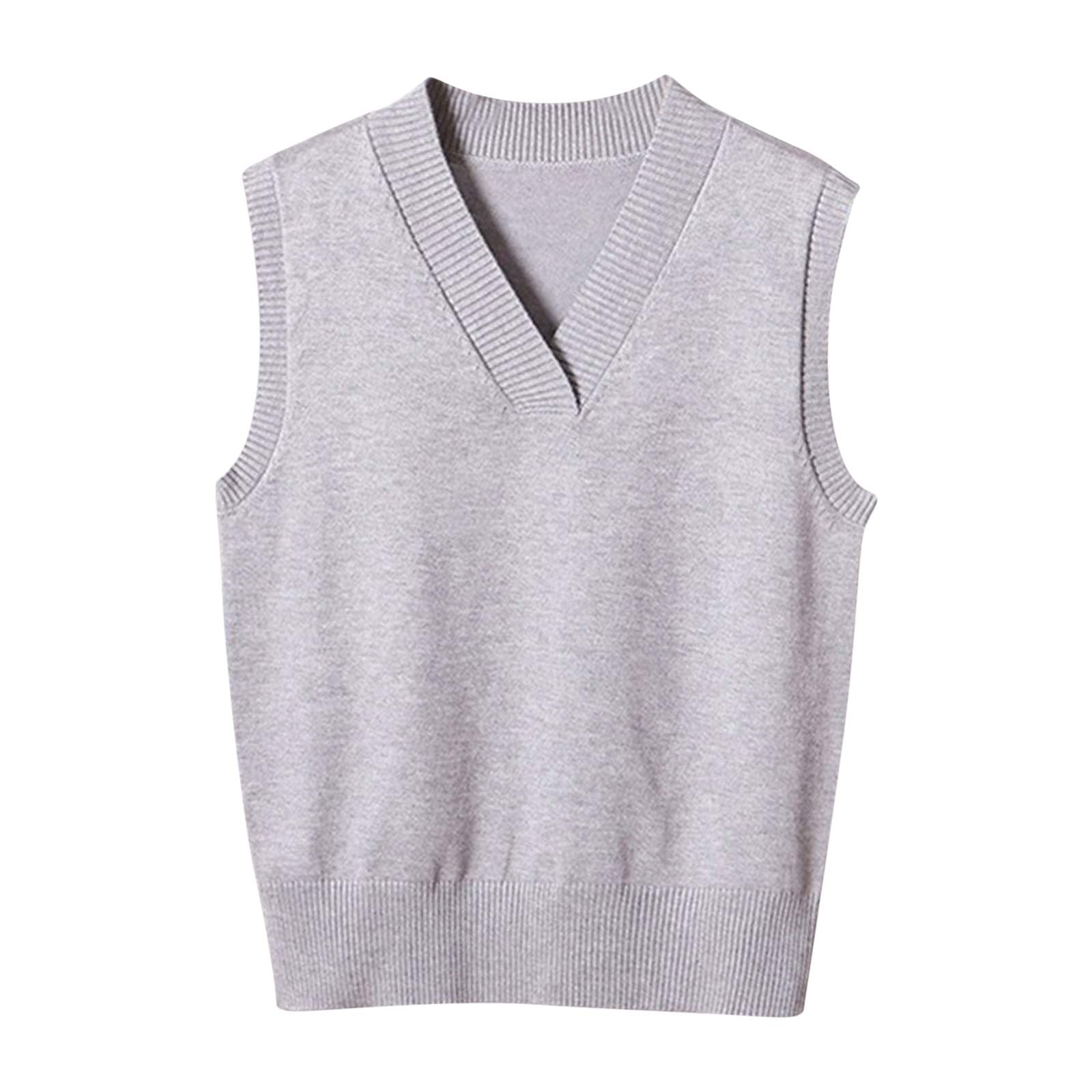GigrtiJin Women Casual Sweater Vest V-Neck Plus Size Sleeveless Sweater ...