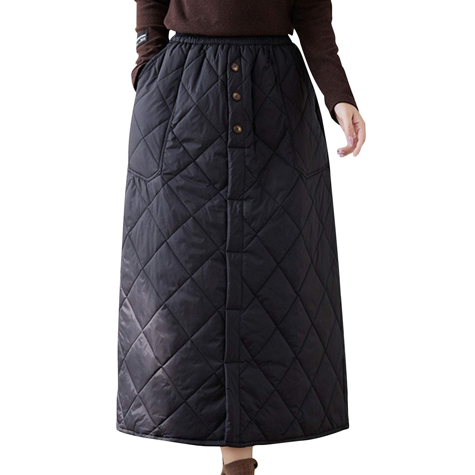 GigrtiJin Women Winter Quilted Skirt Elastic Waist Padded A-Line down ...