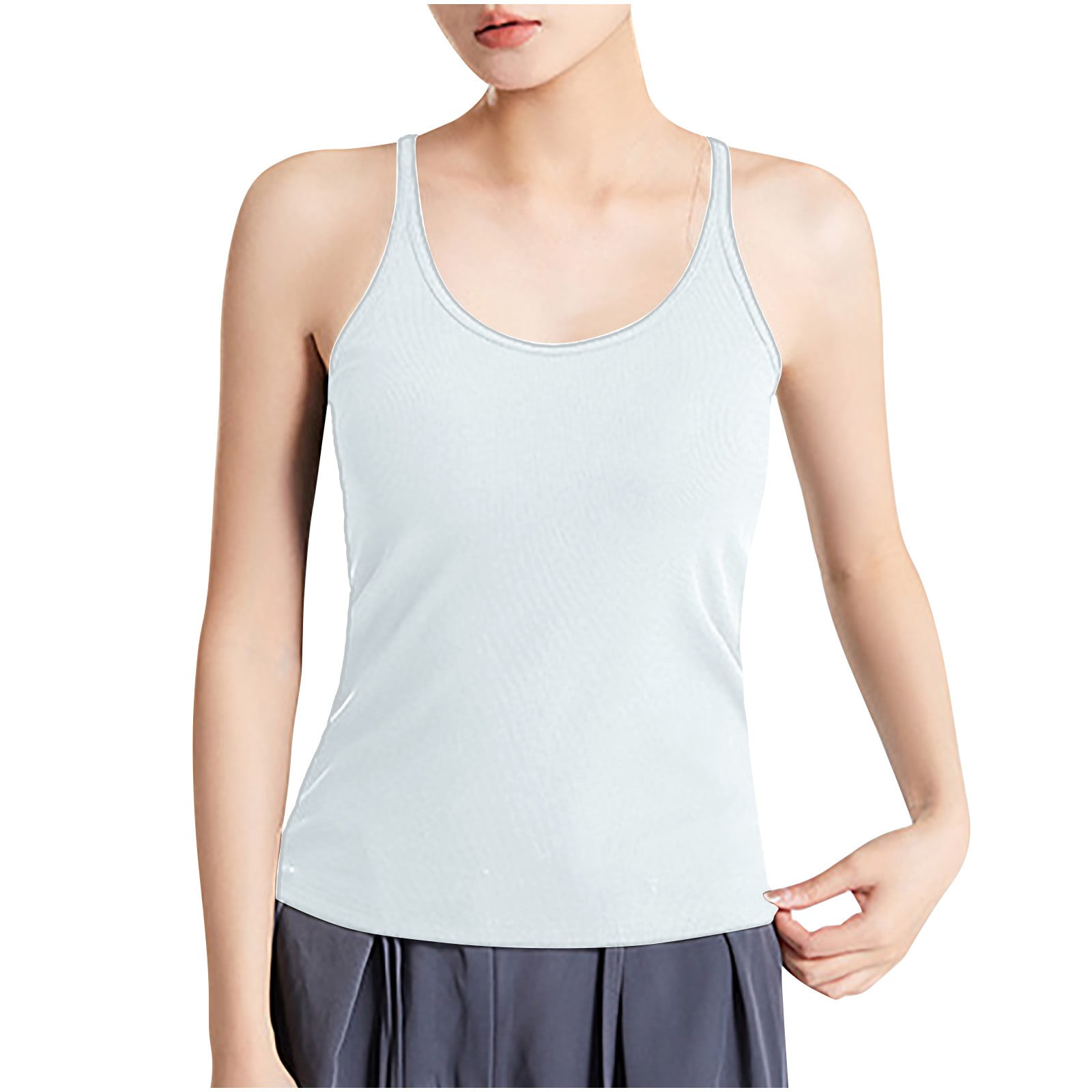 GigrtiJin Women's Sleeveless Tank Tops Summer Crew Neck Ribbed ...