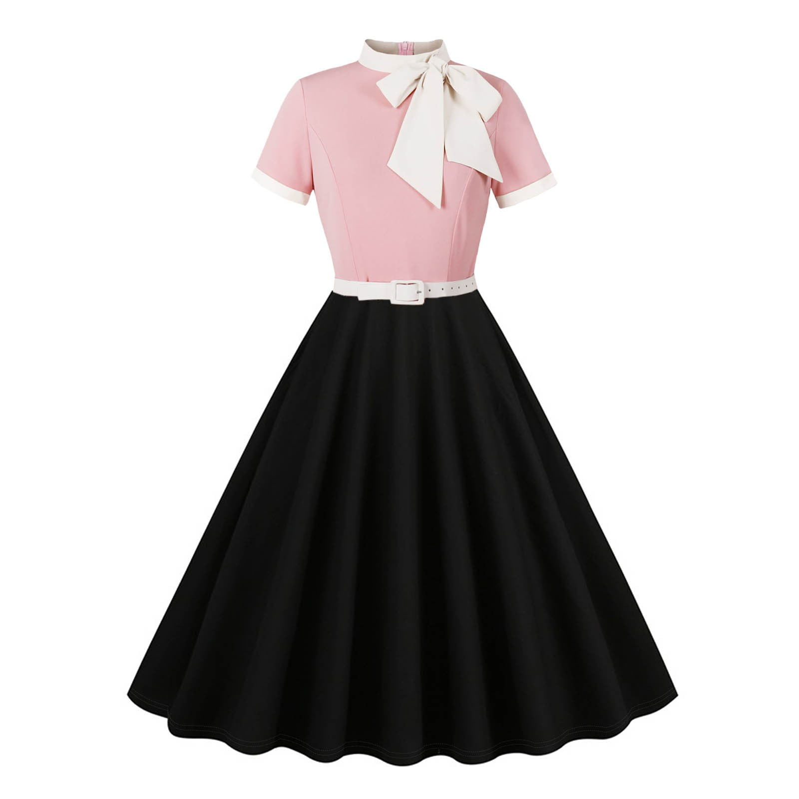 GigrtiJin Womens 1950s Vintage Cocktail Dress 50s Short Sleeve Prom ...