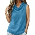 GigrtiJin Womens Cotton Linen Tank Tops Cowl Neck Pull On Sleeveless ...