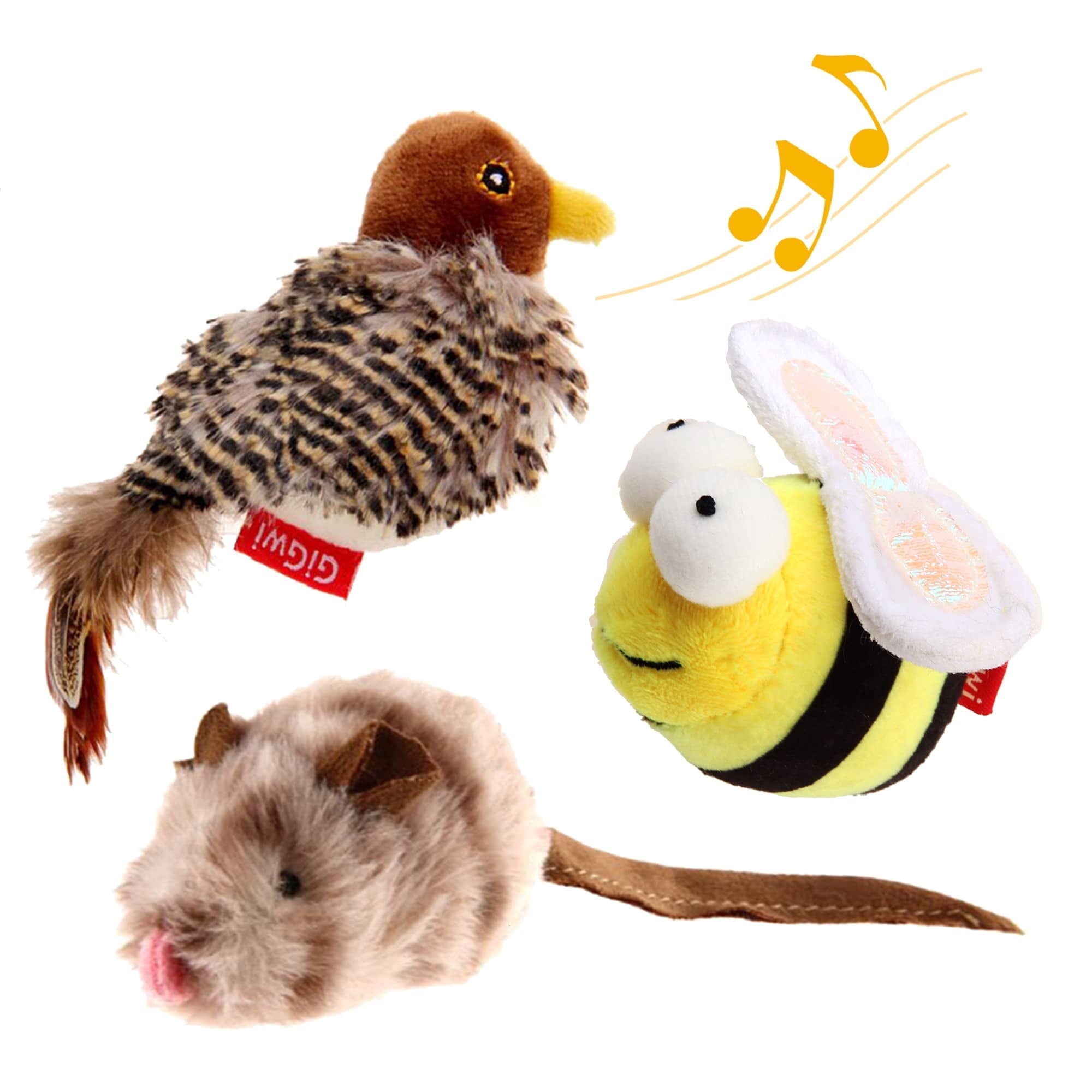 Gigwi Interactive Cat Toys Animal Sound Bird/Mouse/Bee Interactive ...