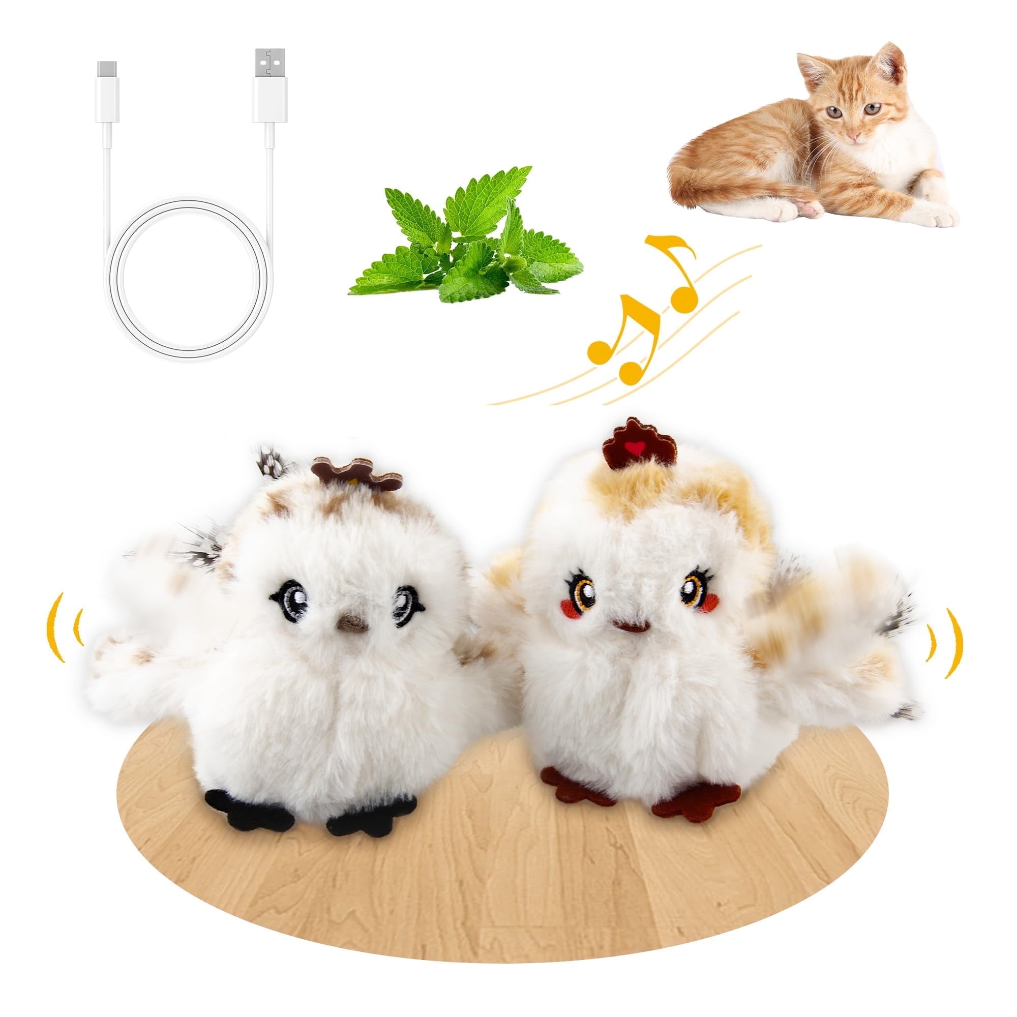 Gigwi Interactive Flapping Bird Toys, Catnip, Motion Activated, USB ...