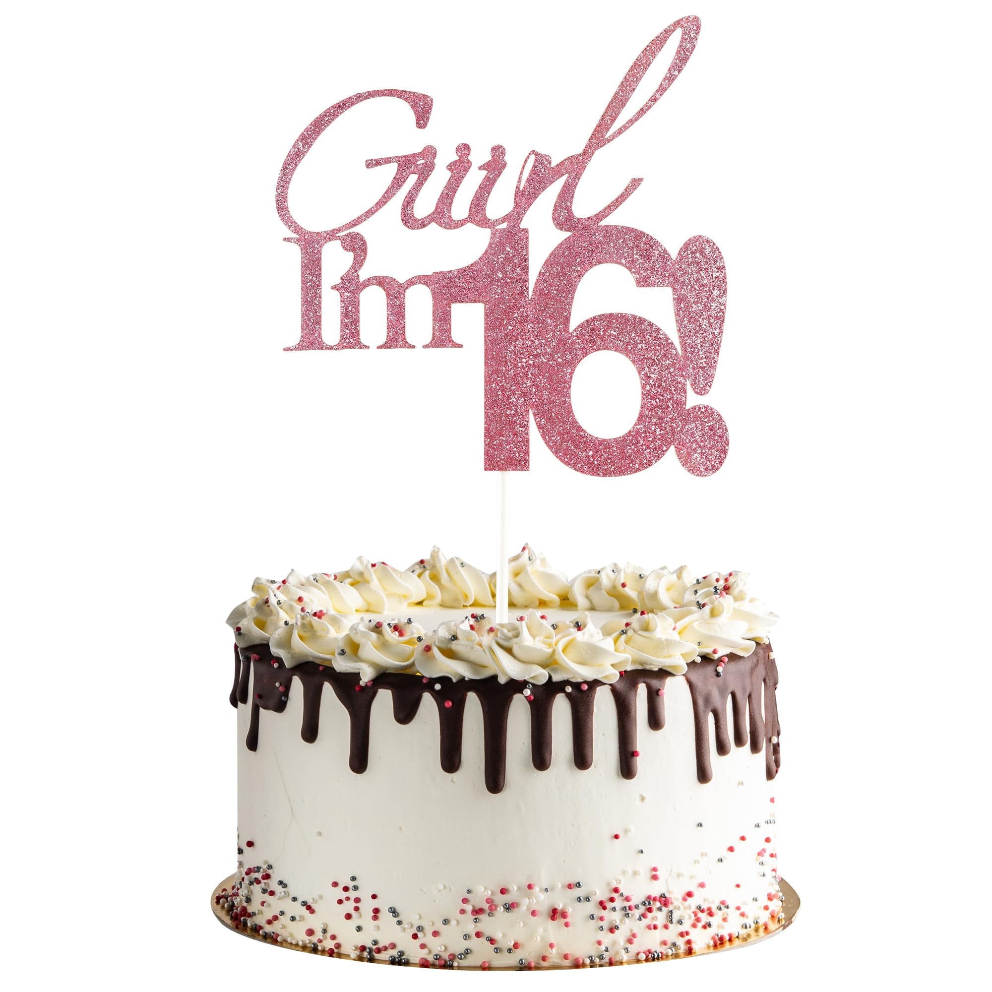 Giiirl I'm 16 Cake Topper - AIS1 Pink Glitter Sweet 16 Birthday ...