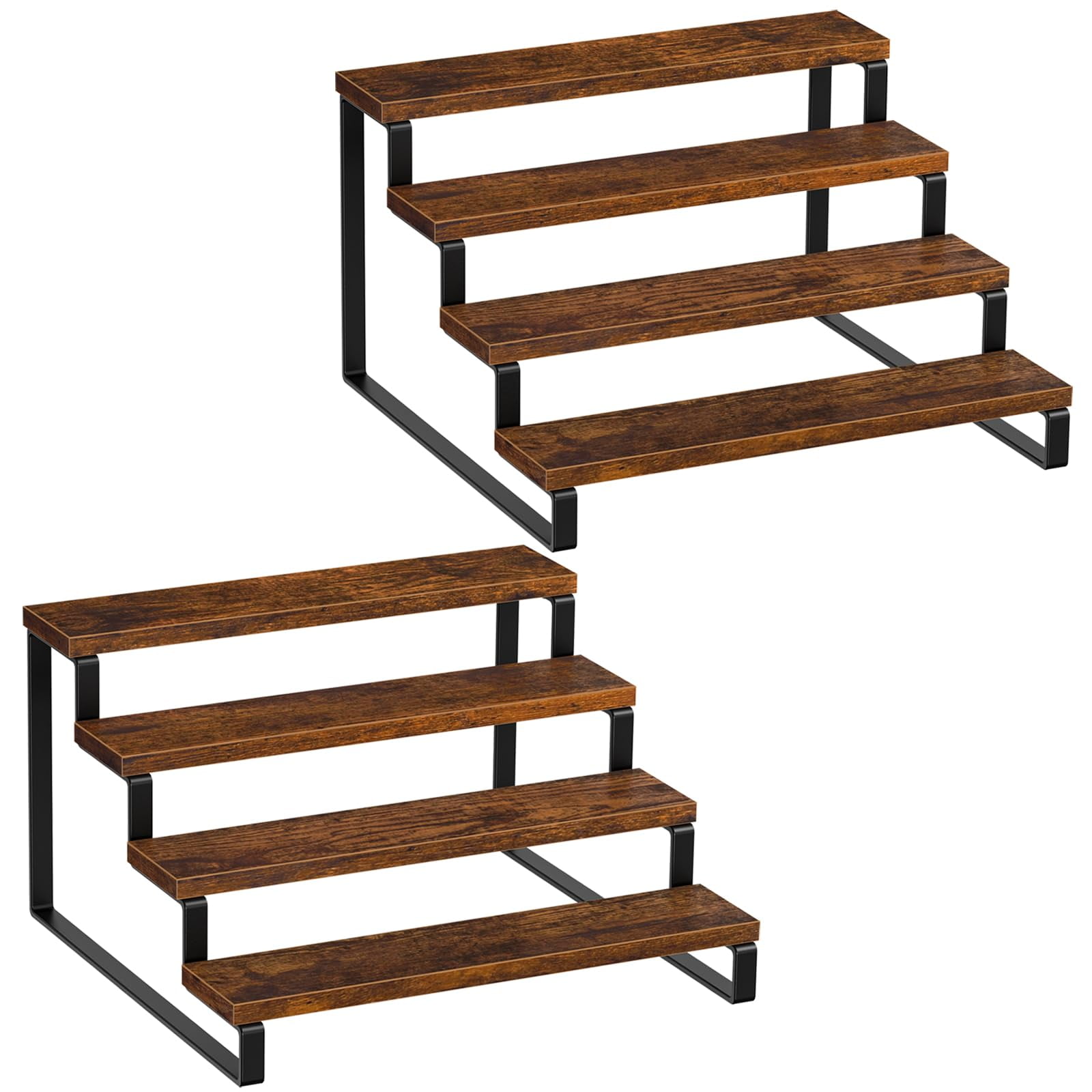Giikin Set ofEGSC 2 Wooden Display Stand Riser, 4 Tier Display Stand ...