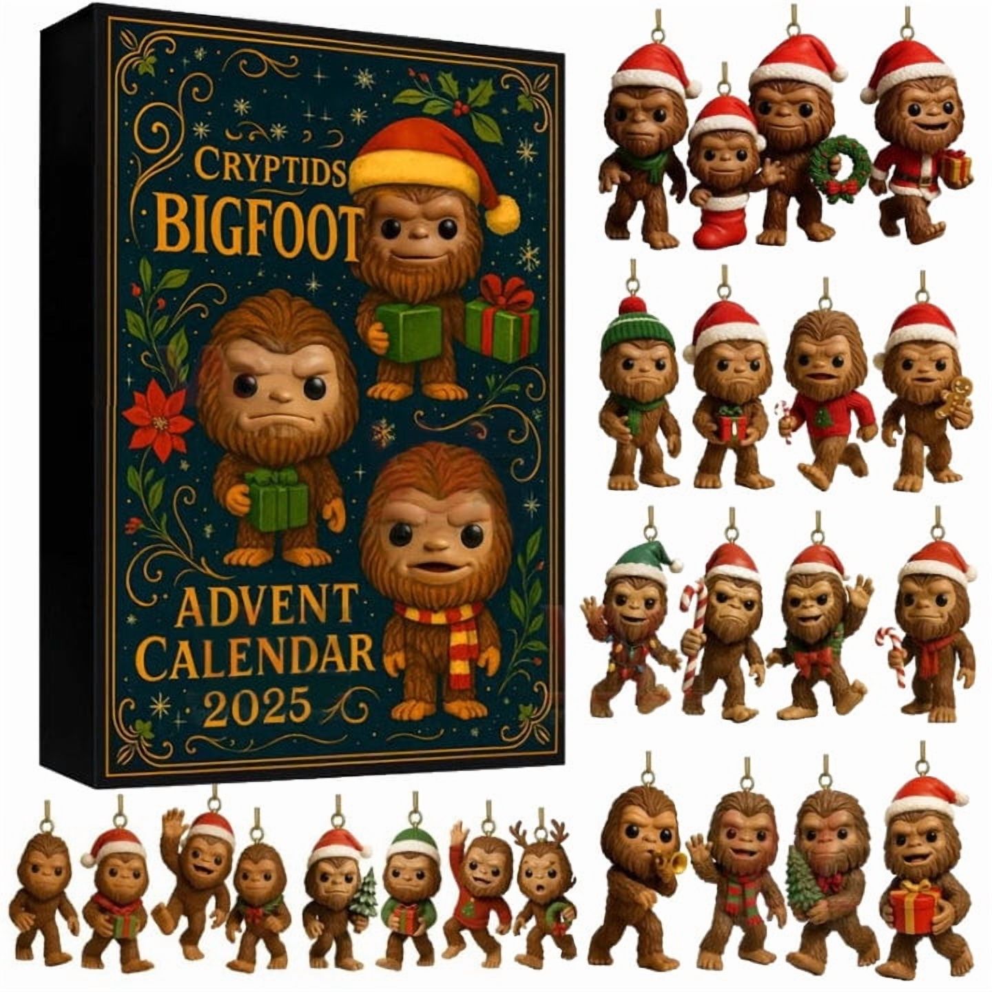 Giisxs Advent Calendar 2025-24 Unique Sasquatch Ornaments, Advent ...