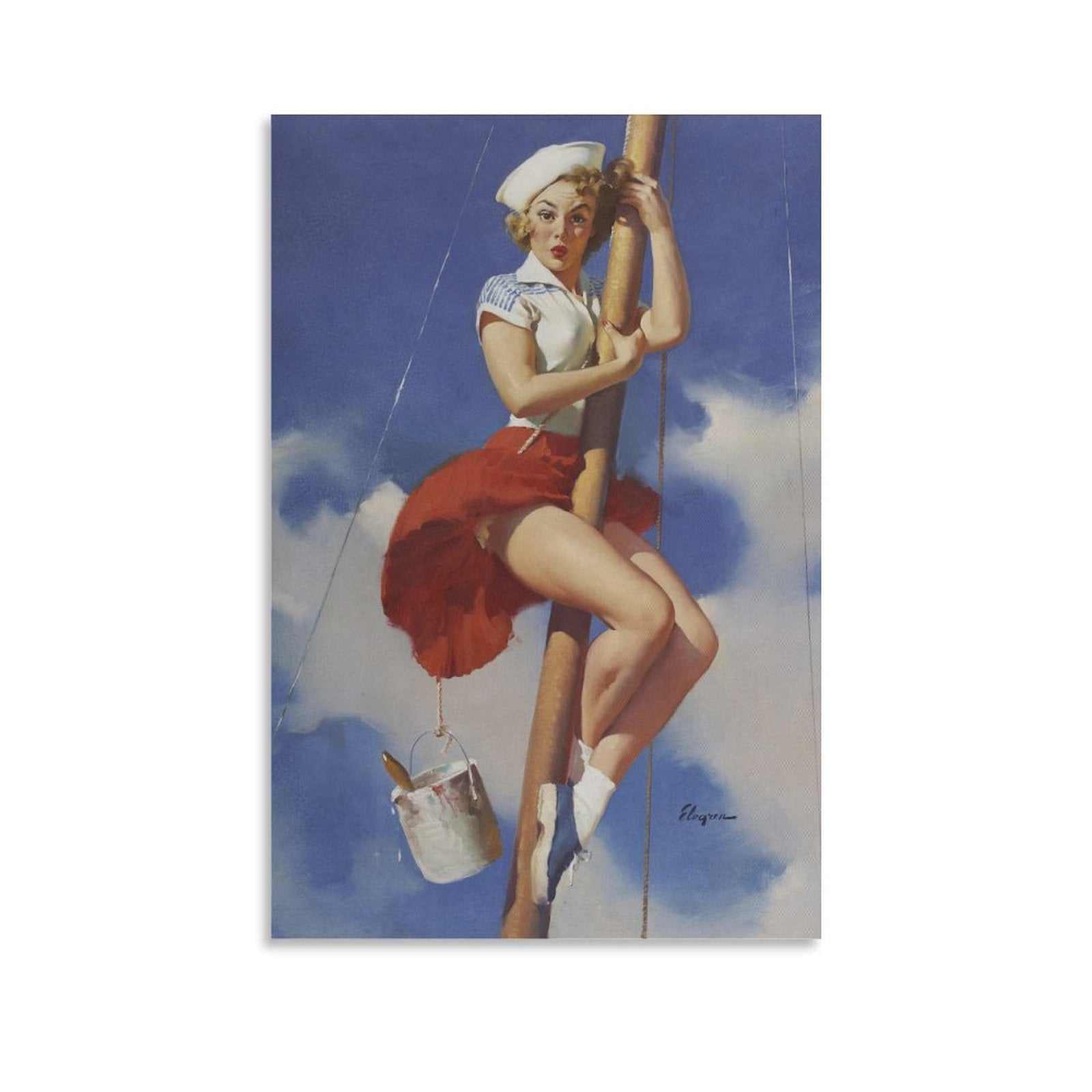 Gil Elvgren Vintage 1950s Pi-n-Up Girl Sexy Illustration Print (24) Print Photo Art Painting ...