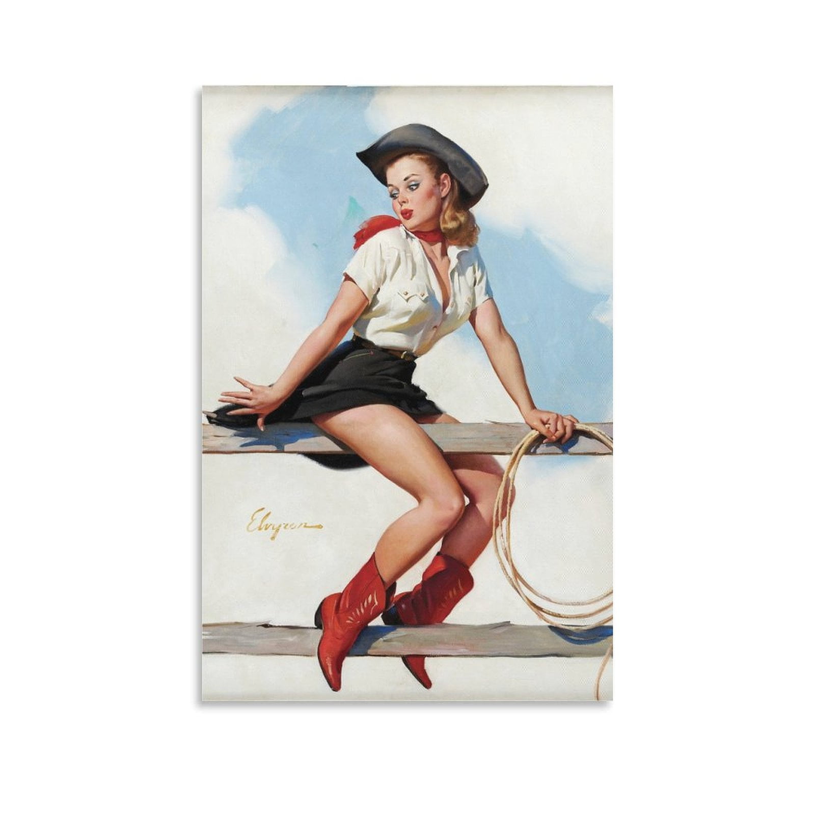 Gil Elvgren Vintage 1950s Pi-n-Up Girl Sexy Illustration Print (36 ...