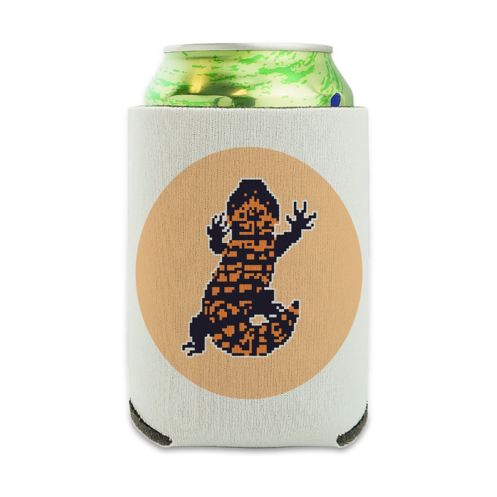 Gila Monster Pixel Lizard Can Cooler - Drink Sleeve Hugger Collapsible ...