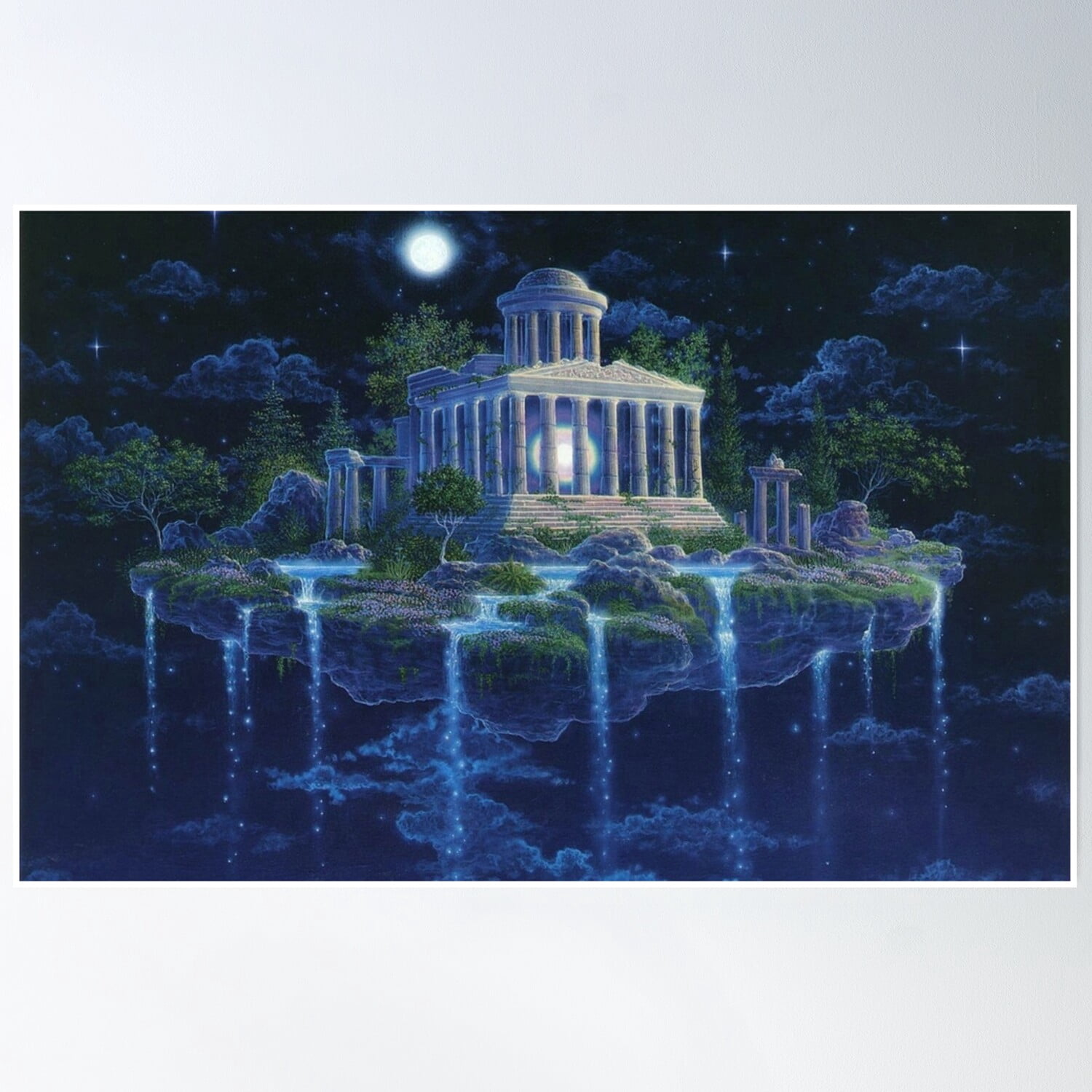 Gilbert Williams "Moon Temple" Painting Poster Wall Art, Modern Wall ...