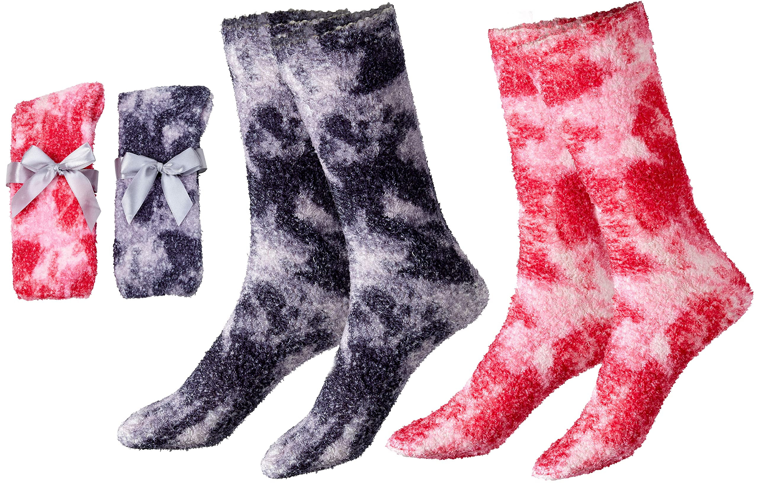 Gilbin 2 Pair Pack Comfy Fluffy Ankle Women Tie Dye Fuzzy Socks Warm ...