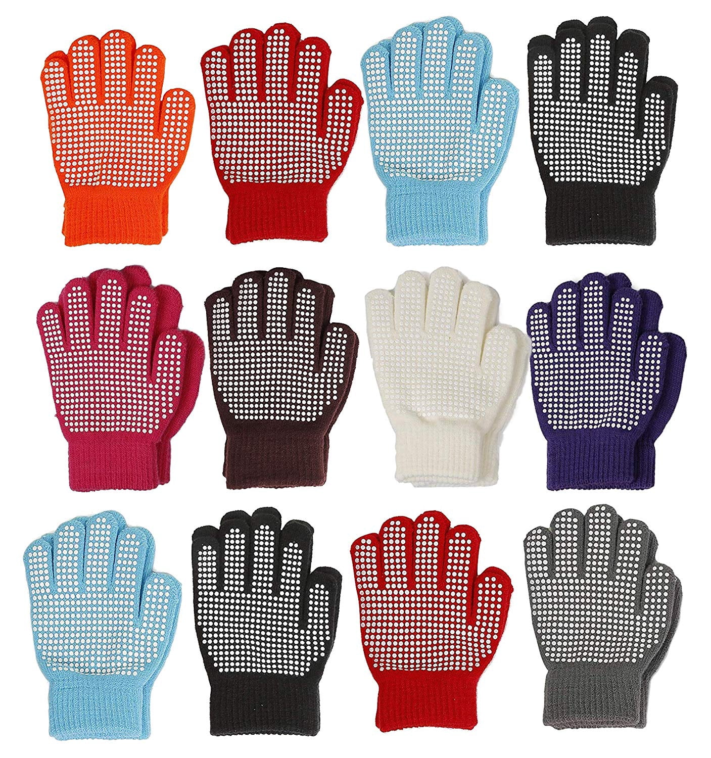 Gilbin Magic-Stretch Gripper Glove, Kids Size, Colorful Set, 6 Pair (12 ...