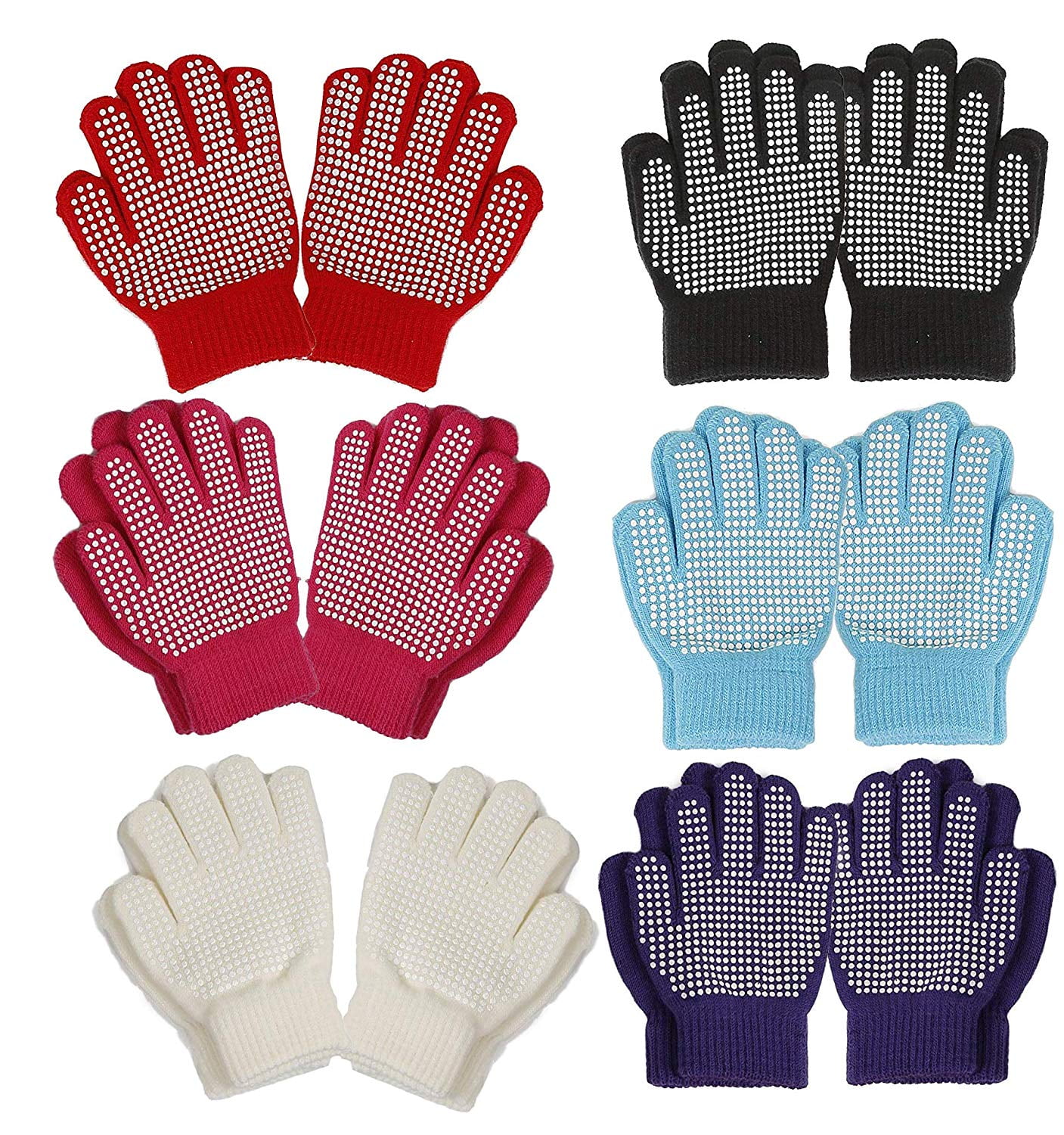 Gilbin Magic-Stretch Gripper Glove, Kids Size, Colorful Set, 6 Pair ...