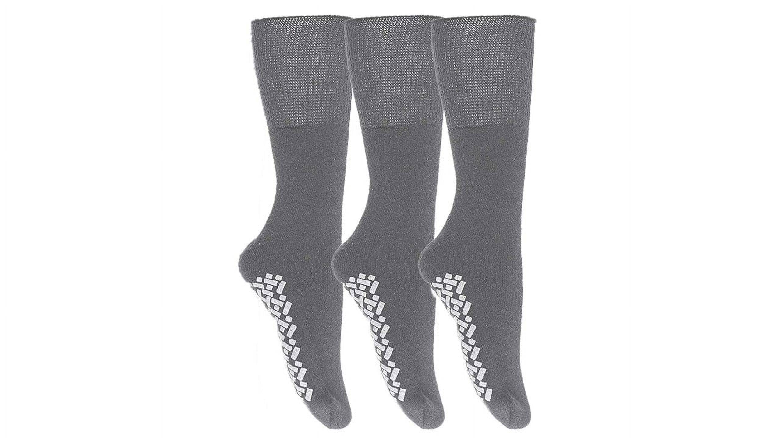 Gilbin Mens Gray Diabetic Non Skid Hospital Slipper Socks, Designed for ...