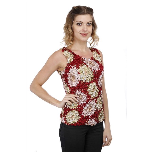 Gilbins Strechable Popcorn Textured Sleeveless Design Tank Top One Size ...