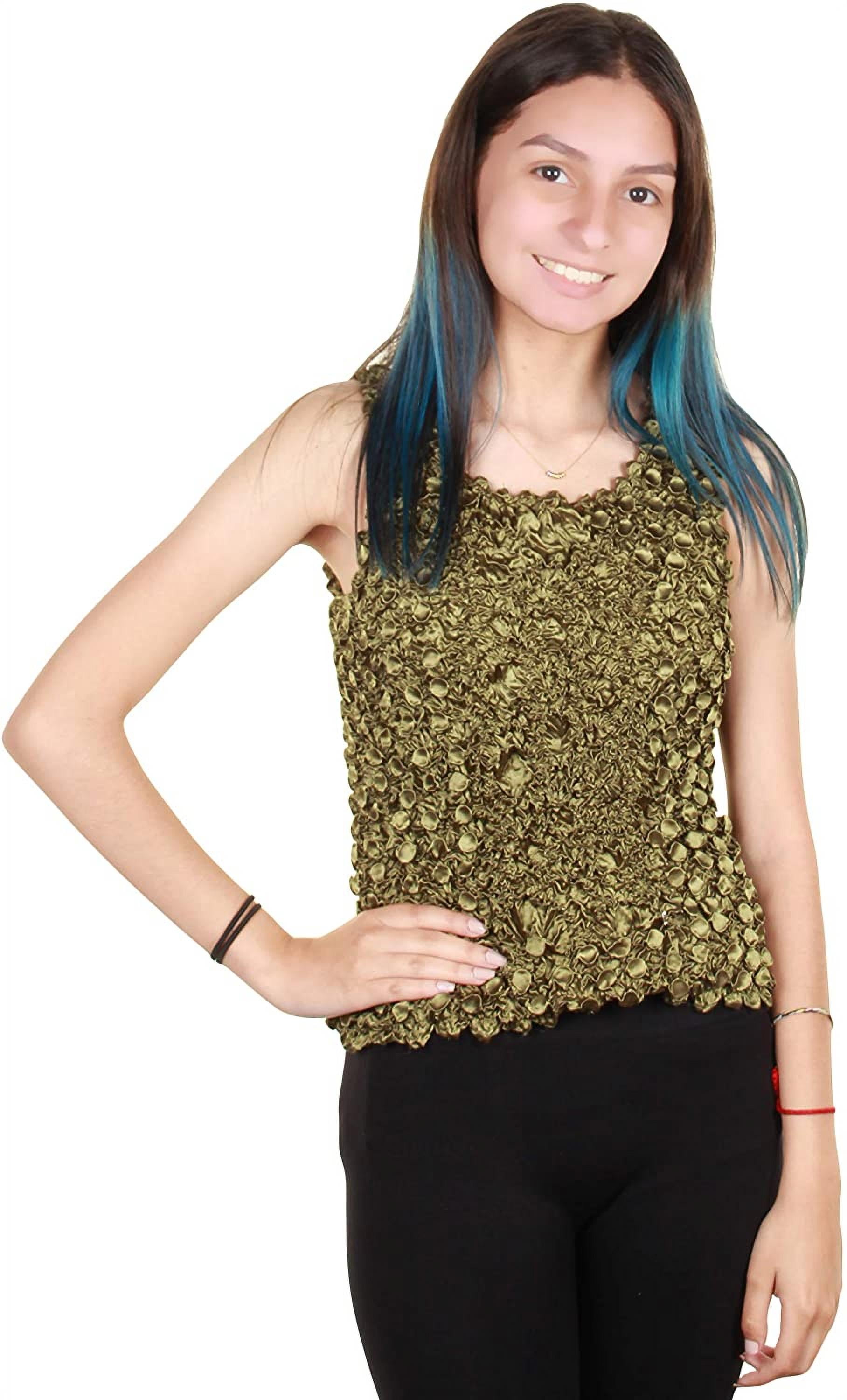 Gilbins Tank Top Popcorn Bubble Crinkle Super Stretchy Magic Shirt One ...