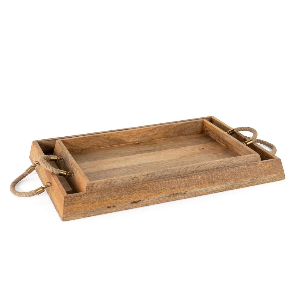 Gild Design House Caydence Rectangle Wood Trays, Set of 2 - Walmart.com