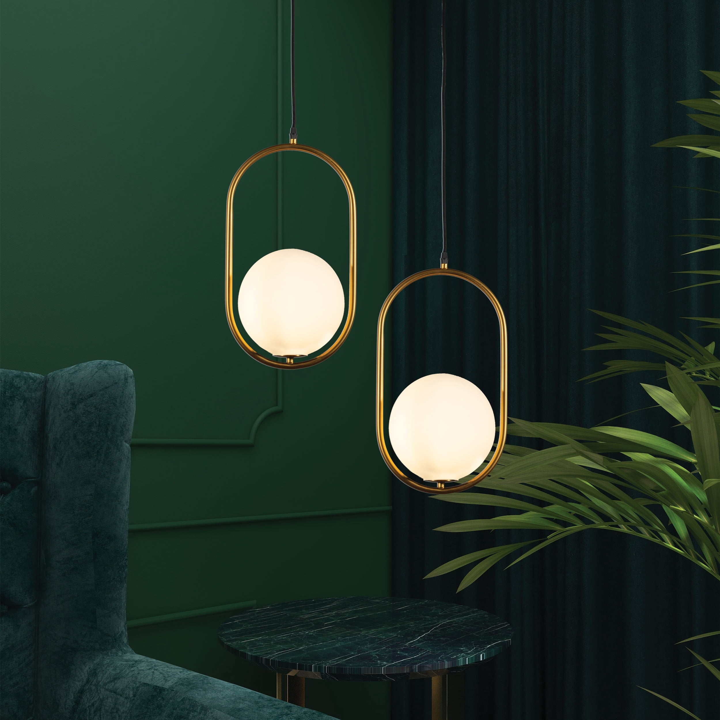 Gild Design House Lada Mid-Century Glass Pendant with Black Cord in ...